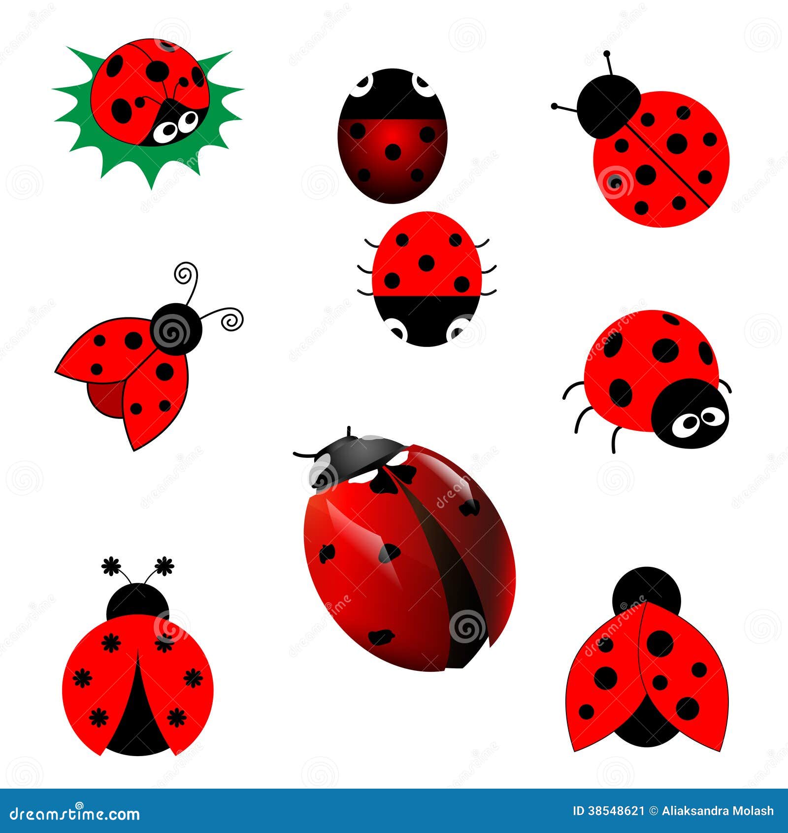 Set of ladybugs stock vector. Illustration of shiny, cartoon - 38548621