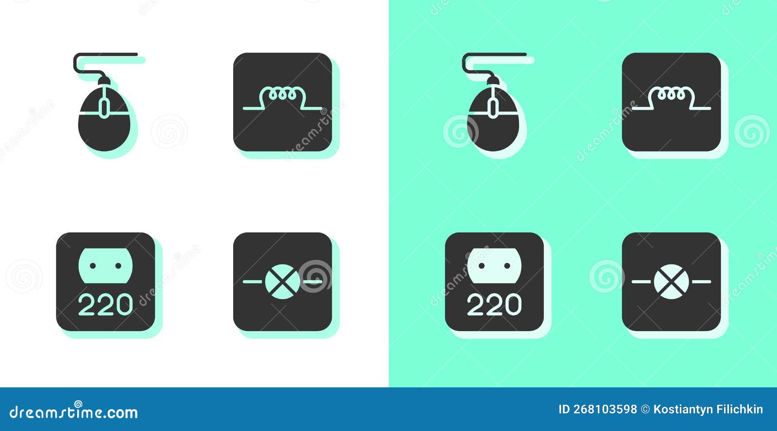 Set Lamp in Electronic Circuit, Computer Mouse, Electrical Outlet and ...