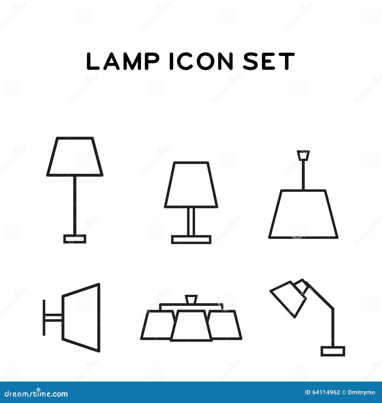 Set lamp icons stock vector. Illustration of illuminate - 64114962