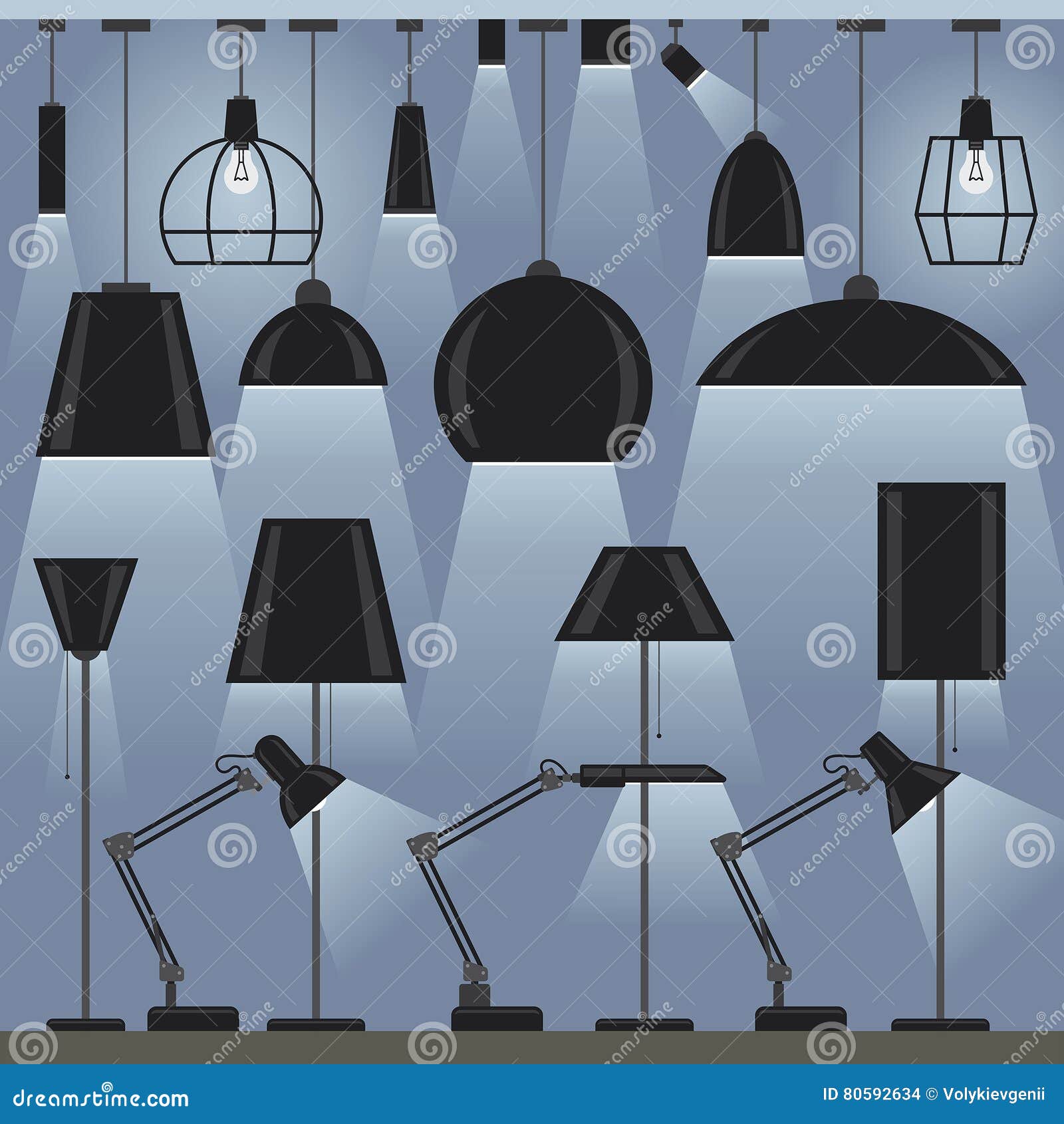 Set of lamps stock vector. Illustration of contemporary - 80592634