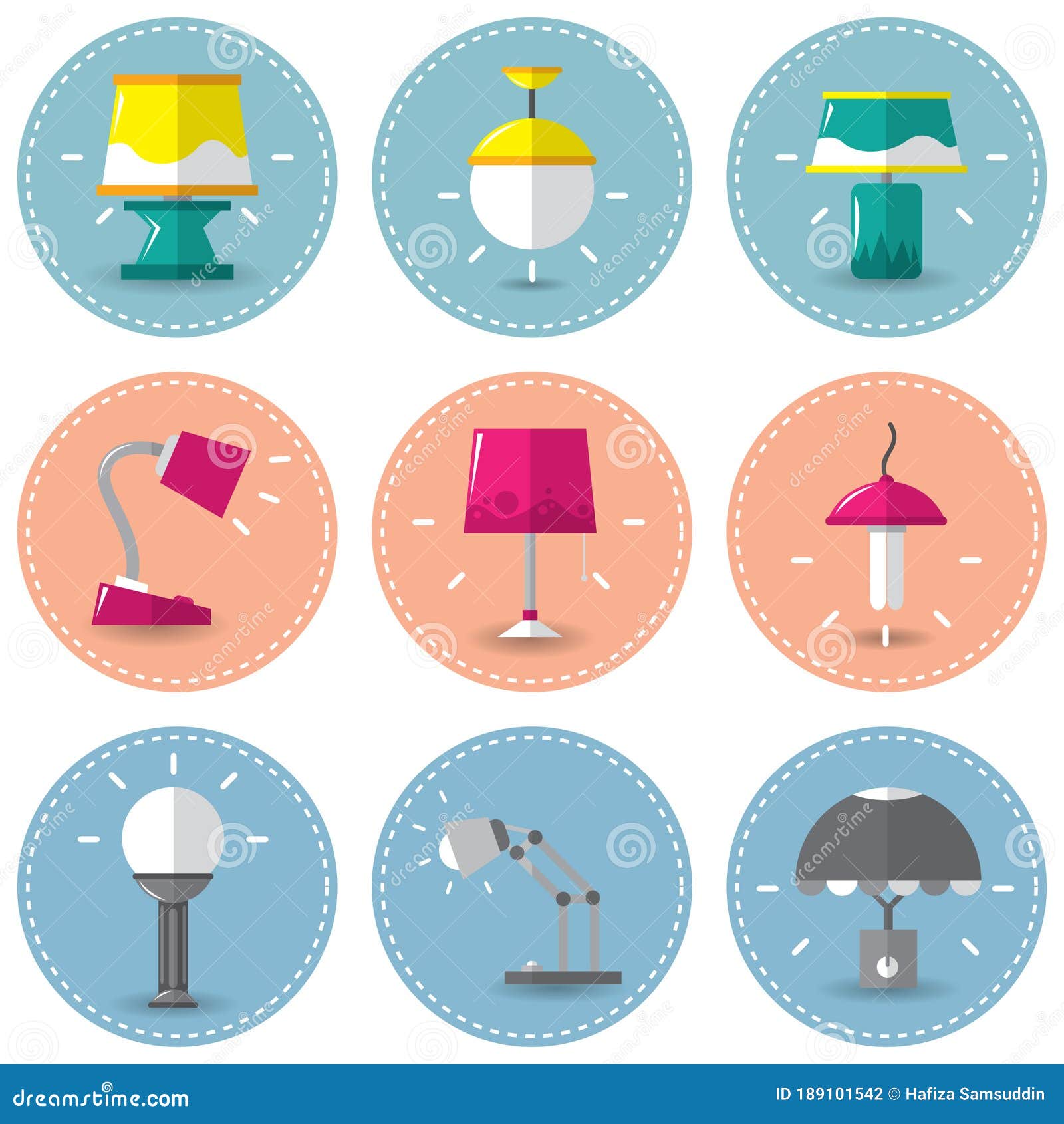 Set of Lamps. Vector Illustration Decorative Design Stock Vector ...