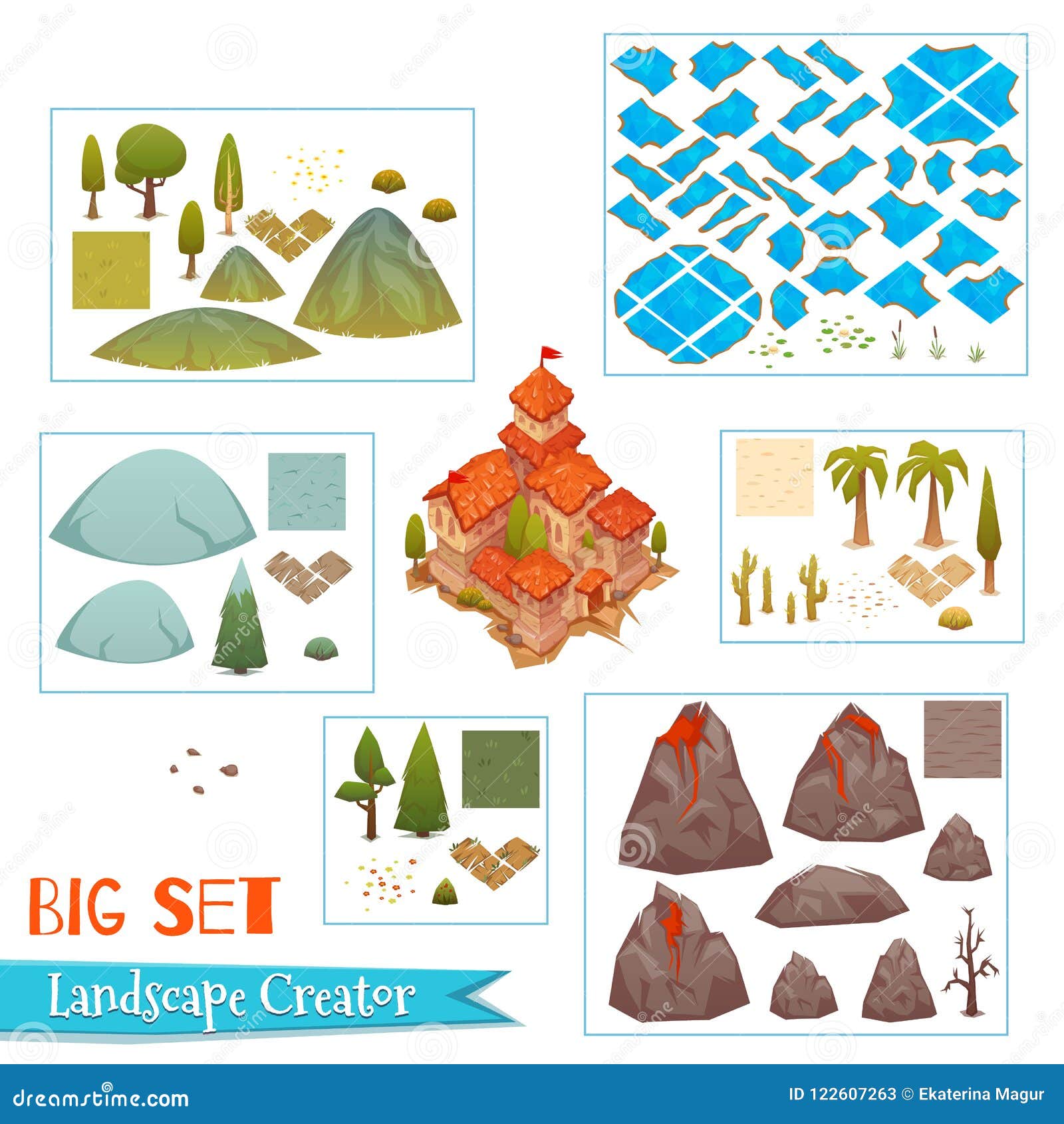 Set of landscape elements stock vector. Illustration of environment ...