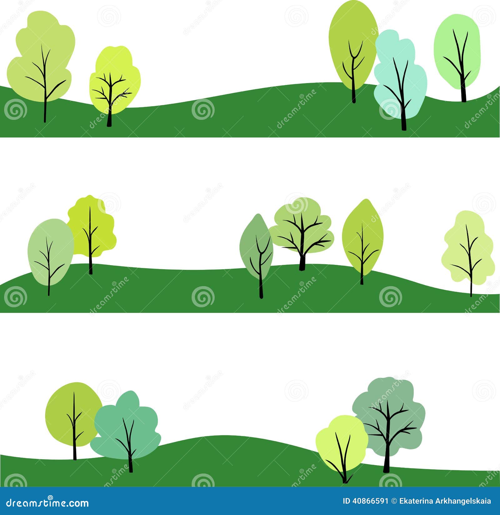 Set of Landscape with Trees Stock Vector - Illustration of ecology ...