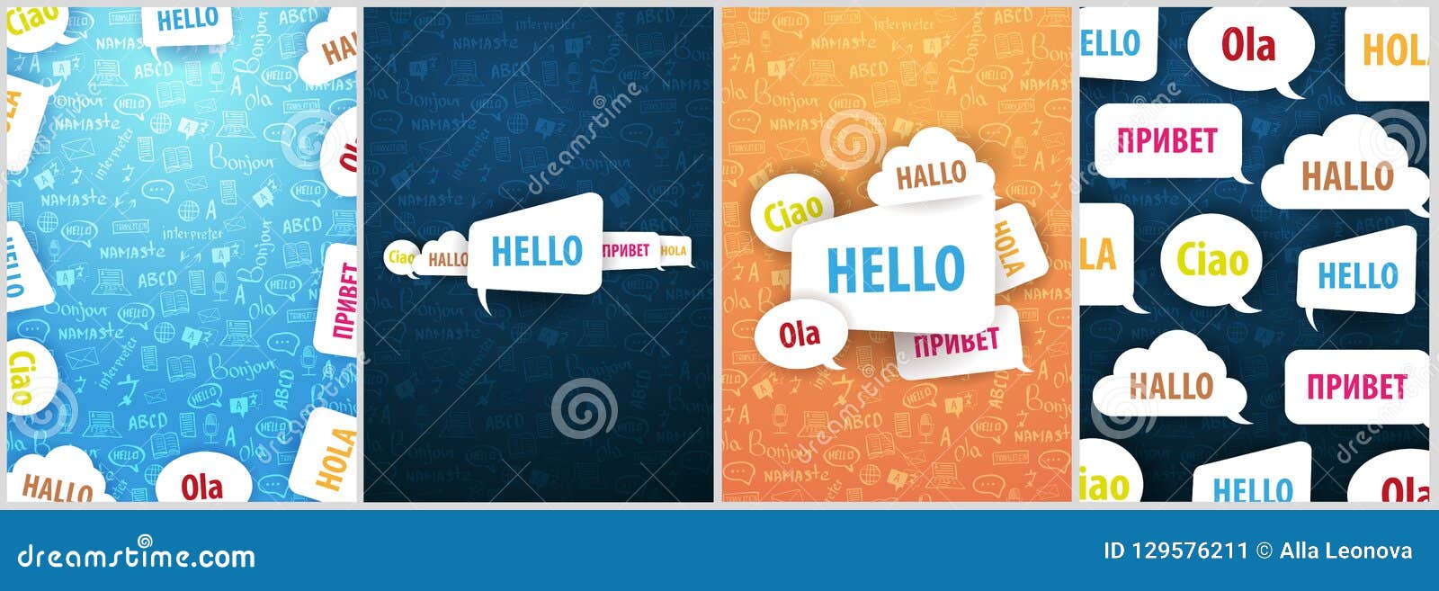 Language Translator Banner With Hand-draw Doodle On The Background ...