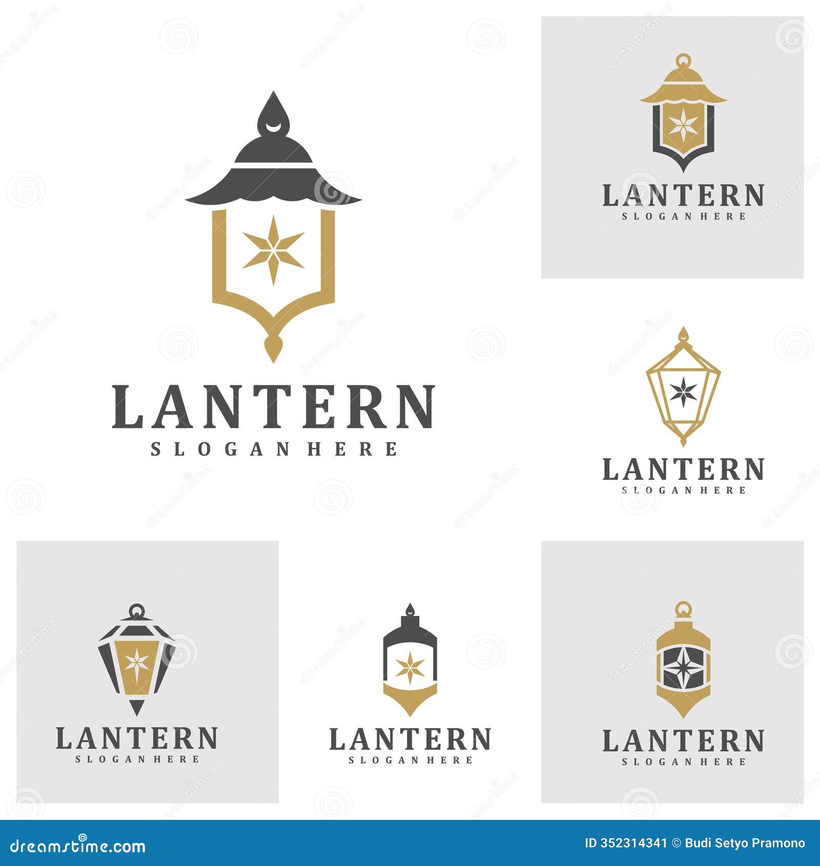 Set of Lantern Star Logo Vector Illustration. Star Lantern Logo Design ...