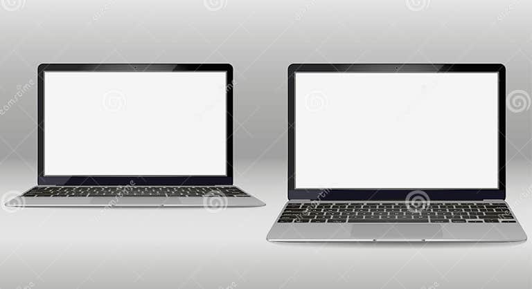Set of Laptop in Different Angles. Isolated on Background Stock Photo ...