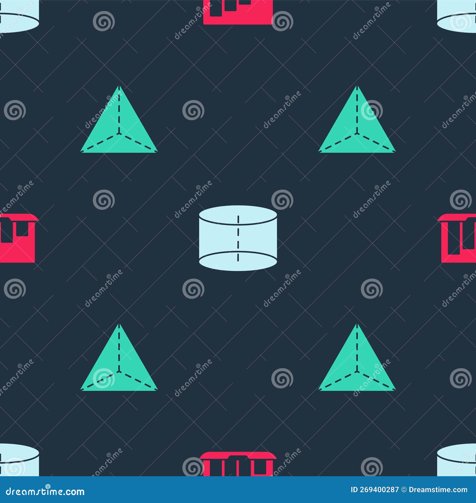 Set Laptop with Graph Chart, Geometric Figure Cylinder and Tetrahedron ...