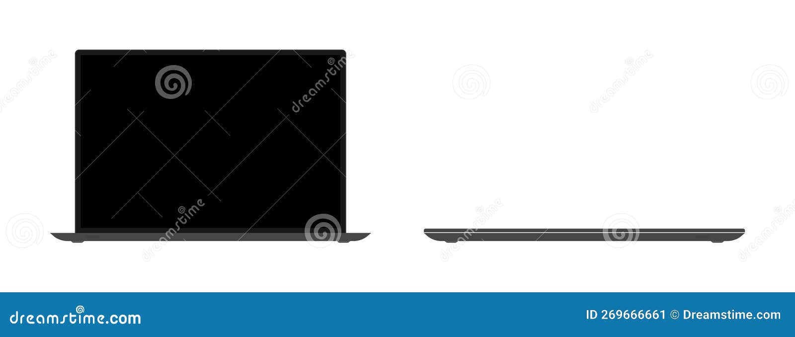 Set of Laptop . Perspective, Top and Front View Stock Vector ...