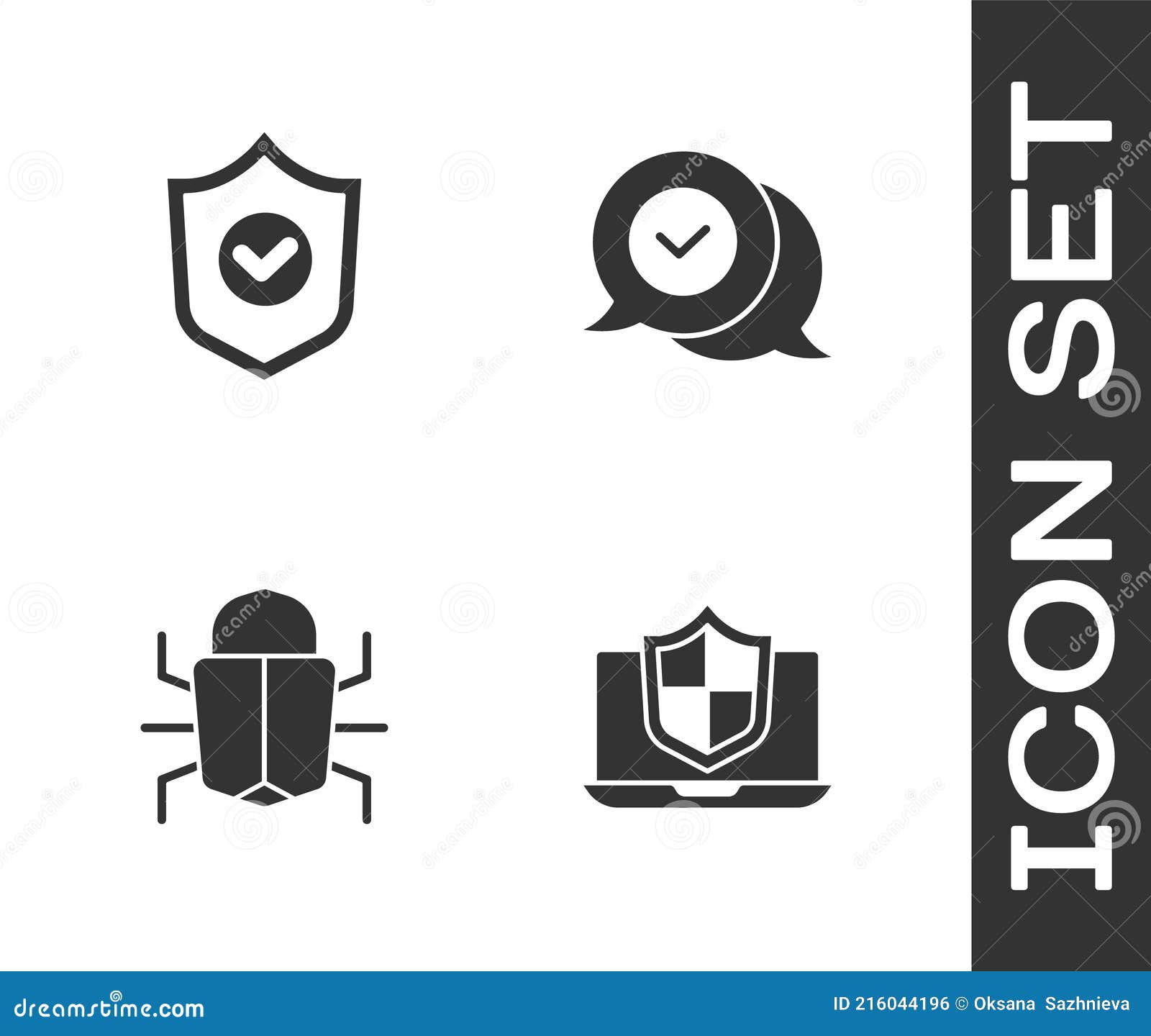 Set Laptop Protected with Shield, Shield Check Mark, System Bug and ...