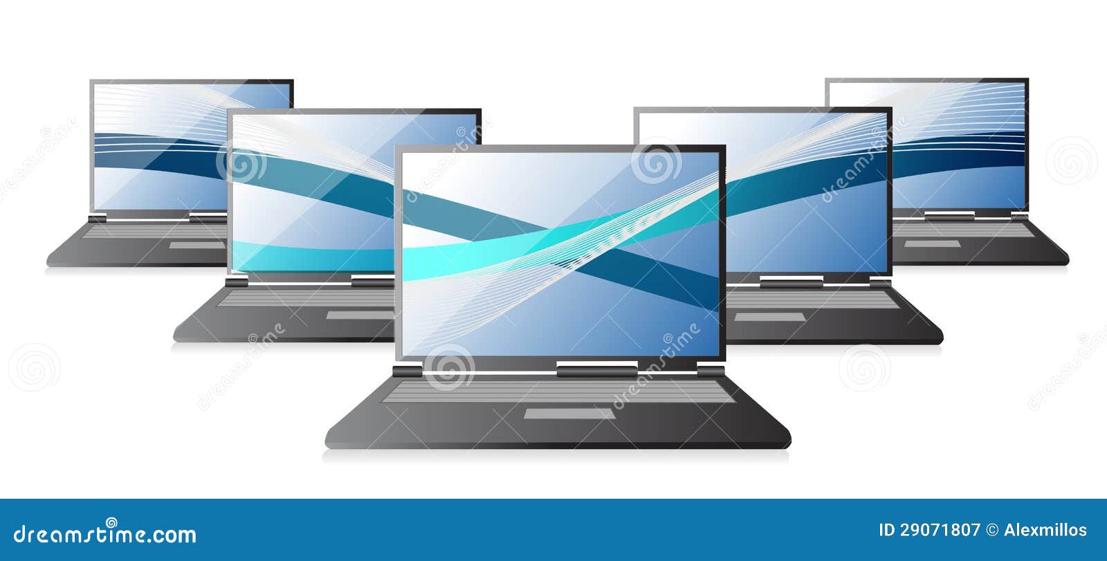 Set of Laptops Computers with Waves, Stock Illustration - Illustration ...