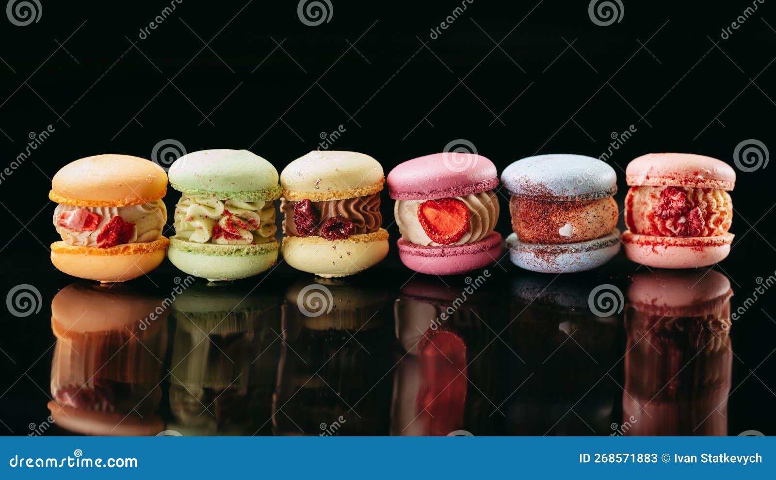 A Set of Large Macaroons of Different Colors and Different Fillings. on ...