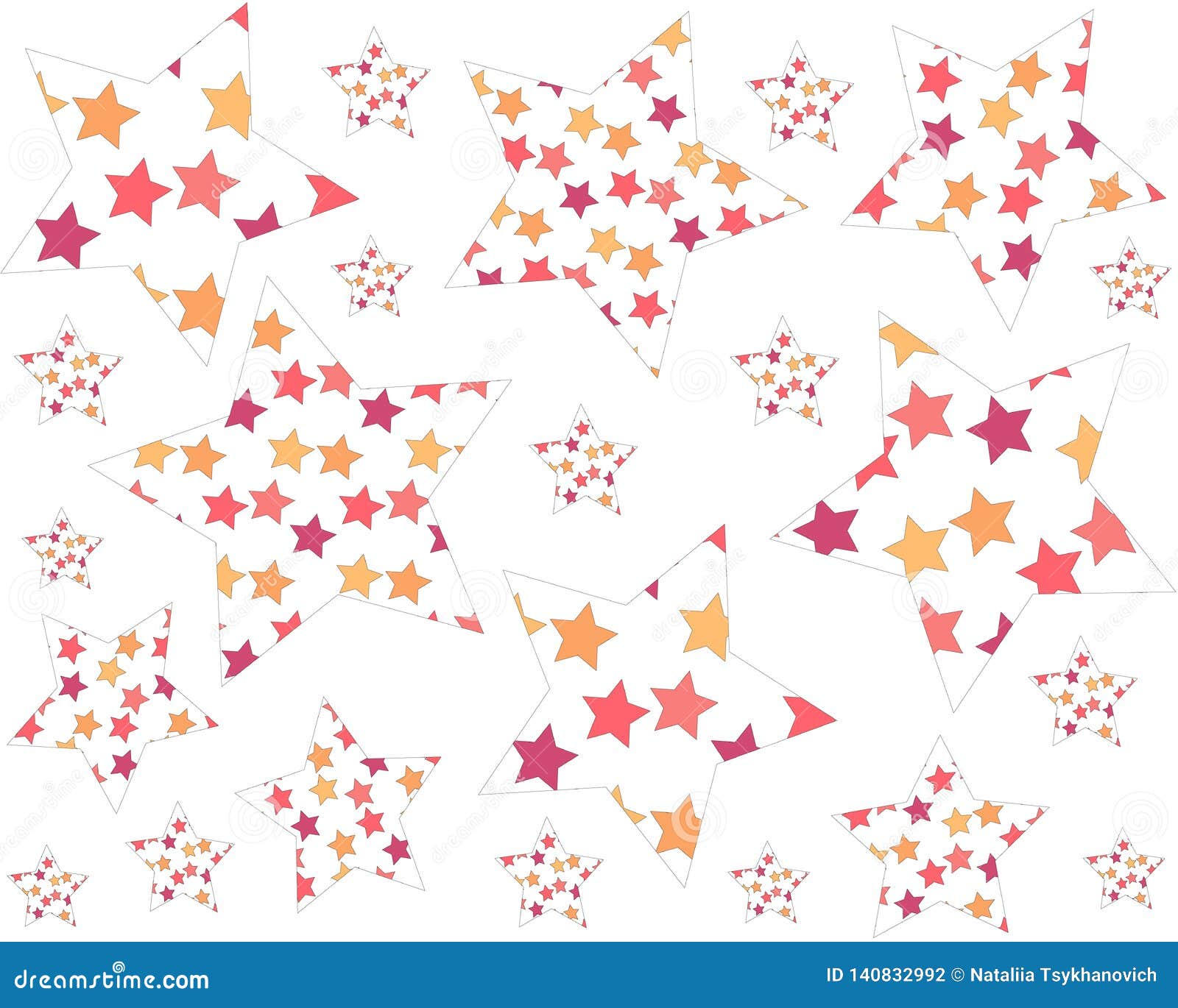 Set of Large and Small Colored Stars Randomly Placed on a White ...