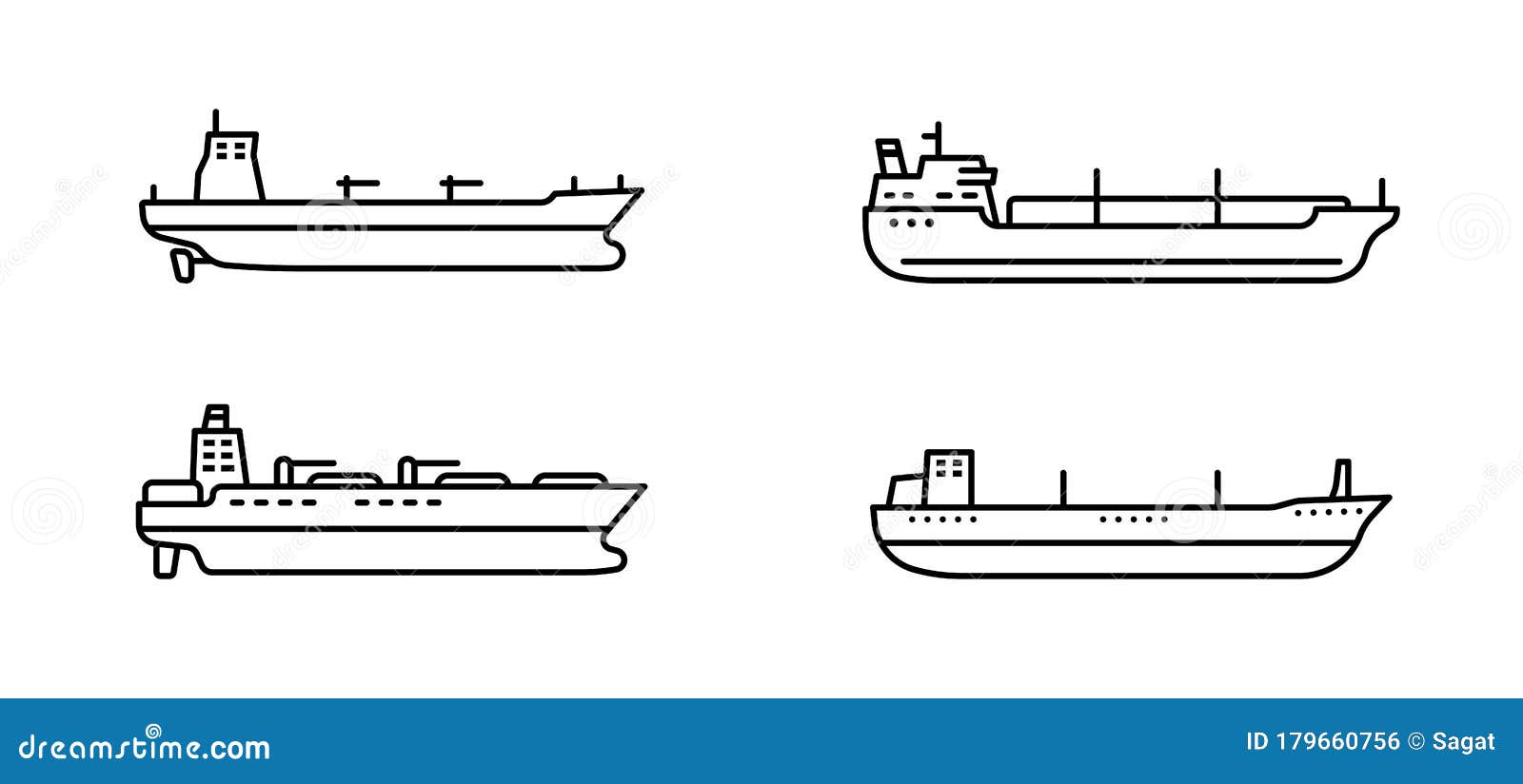 Set of Large Tanker Ships. Modern Tanker Sea Vessel Stock Vector ...