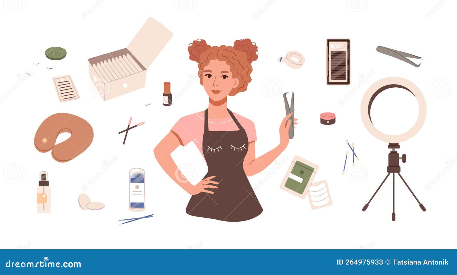 Set Of Lashmaker Tools For Eyelash Extensions Vector Collection Of Professional Lash Master
