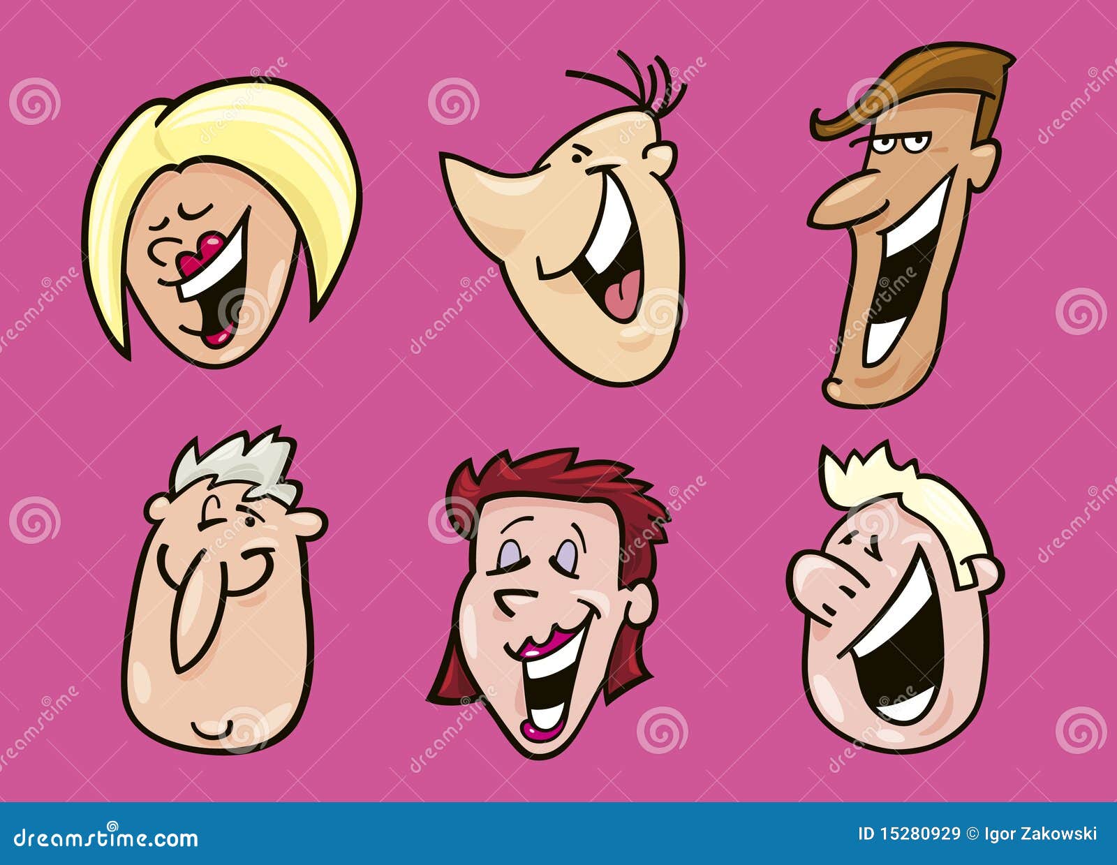 Set of laughing faces stock vector. Illustration of witty - 15280929