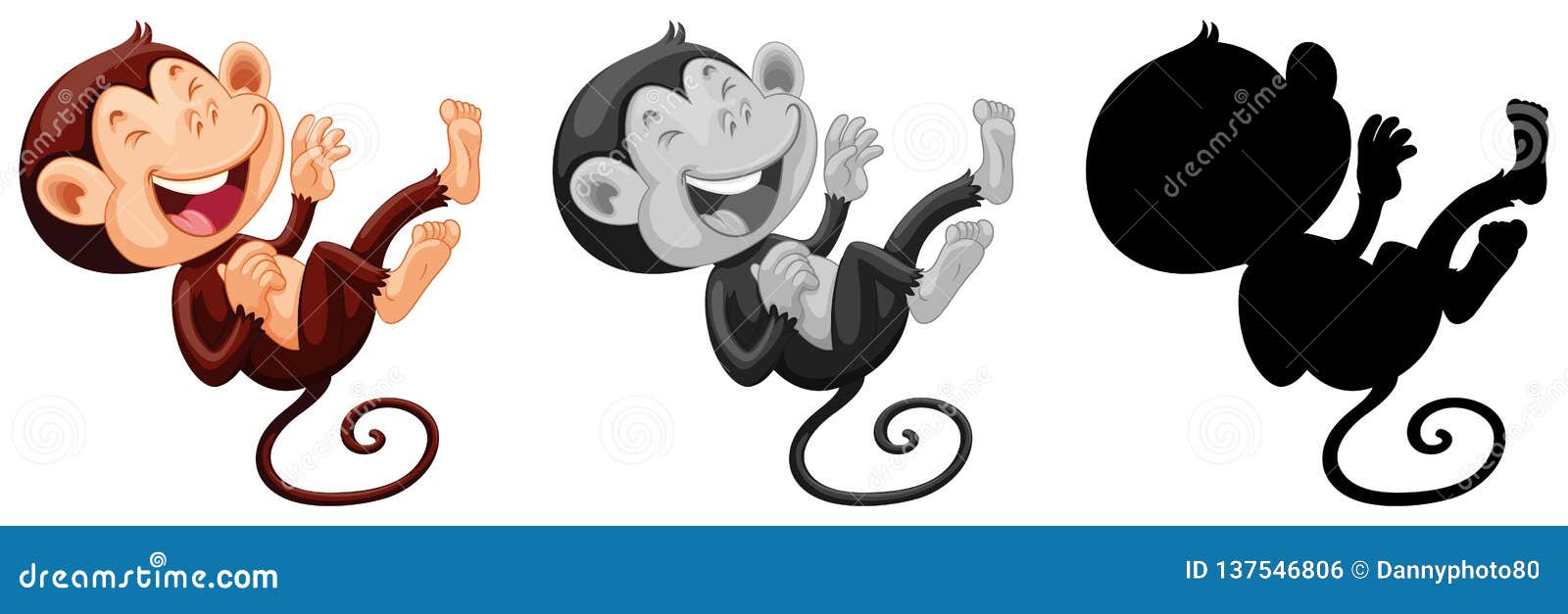 Set of Laughing Monkey Character Stock Vector - Illustration of colour ...
