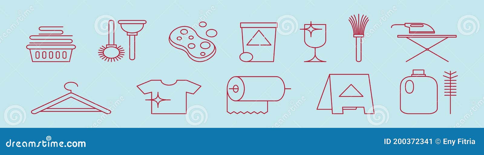 Set of Laundry Services Cartoon Icon Design Template with Various ...