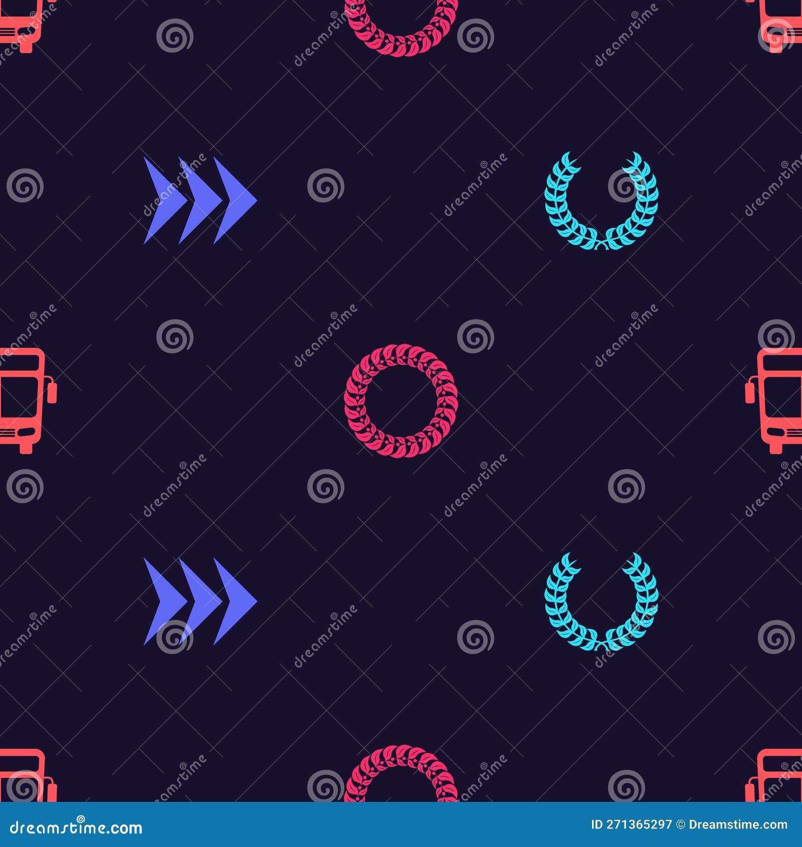 Set Laurel Wreath, Arrow, and Bus on Seamless Pattern. Vector Stock ... Set Laurel Wreath, Arrow, and Bus on Seamless Pattern. Vector Stock ...