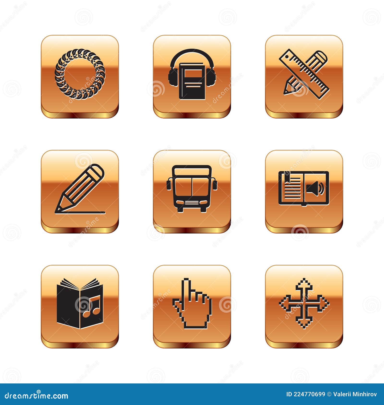 Set Laurel Wreath, Audio Book, Pixel Hand Cursor, Bus, Pencil Line ... Set Laurel Wreath, Audio Book, Pixel Hand Cursor, Bus, Pencil Line ...
