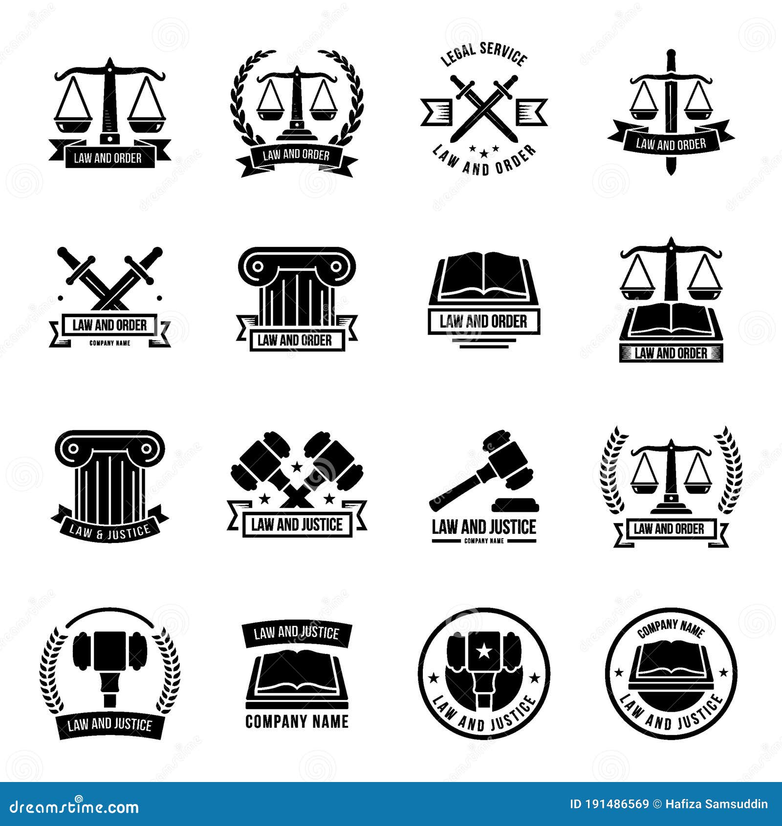Set of Law Logo Element Icons. Vector Illustration Decorative Design ...