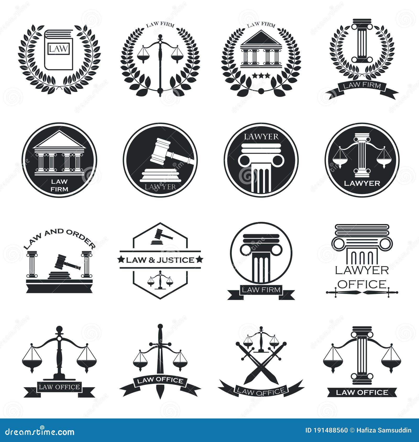 Set of Law Logo Element Icons. Vector Illustration Decorative Design ...