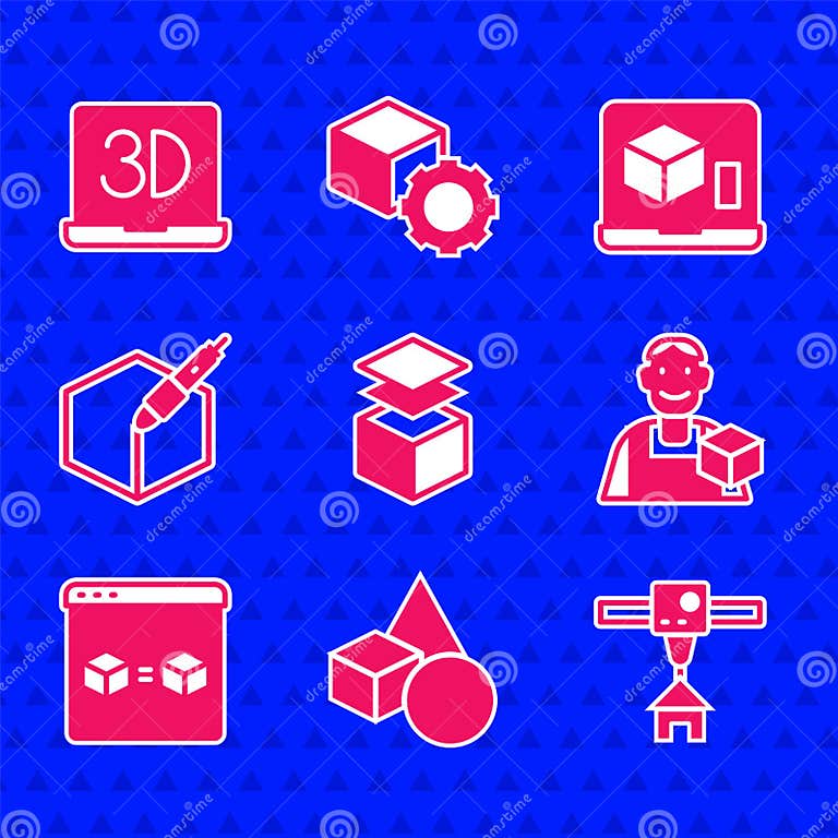Set Layers, Basic Geometric Shapes, 3D Printer House, Graphic Designer ...