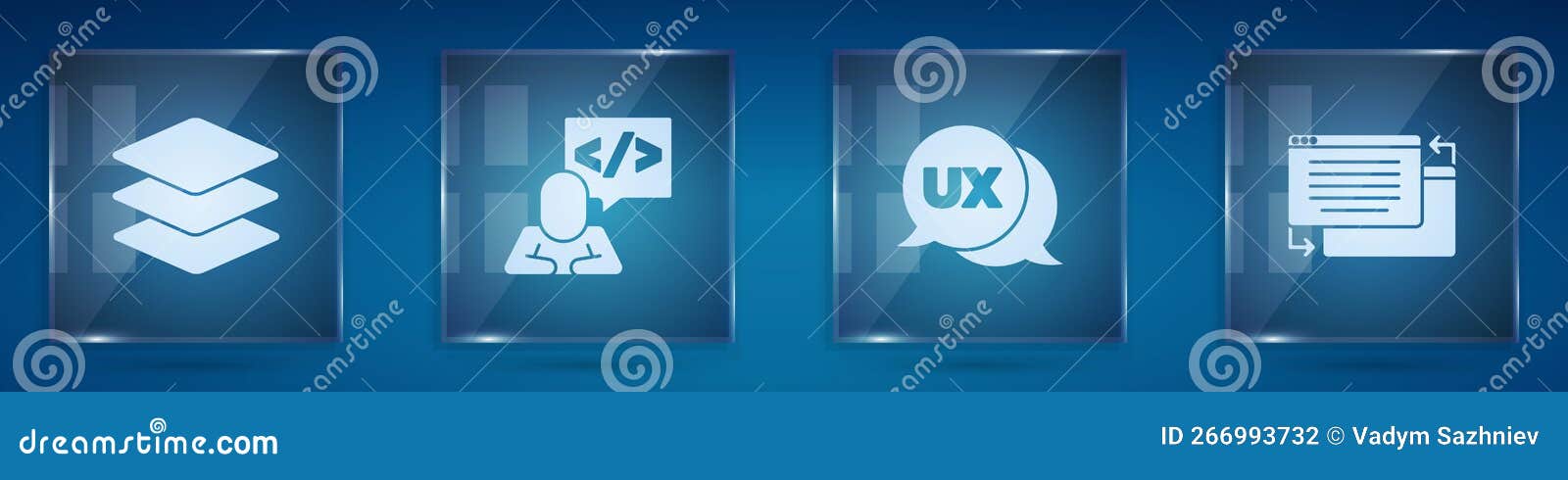 Set Layers, Front End Development, UI or UX Design and . Square Glass ...