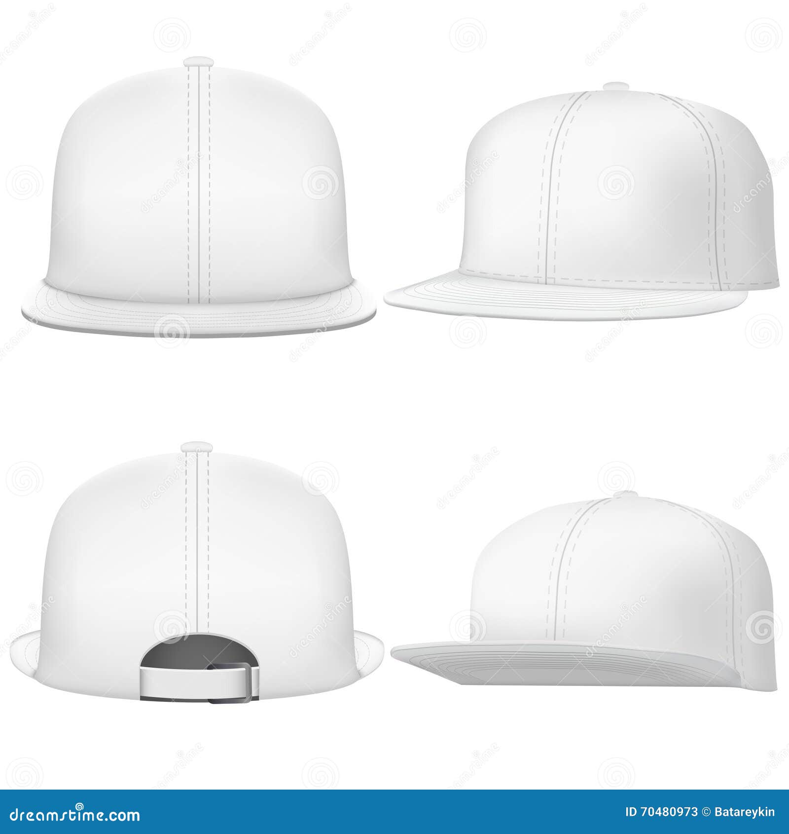Set Layout Of Male White Rap Cap. Stock Illustration - Illustration of ...