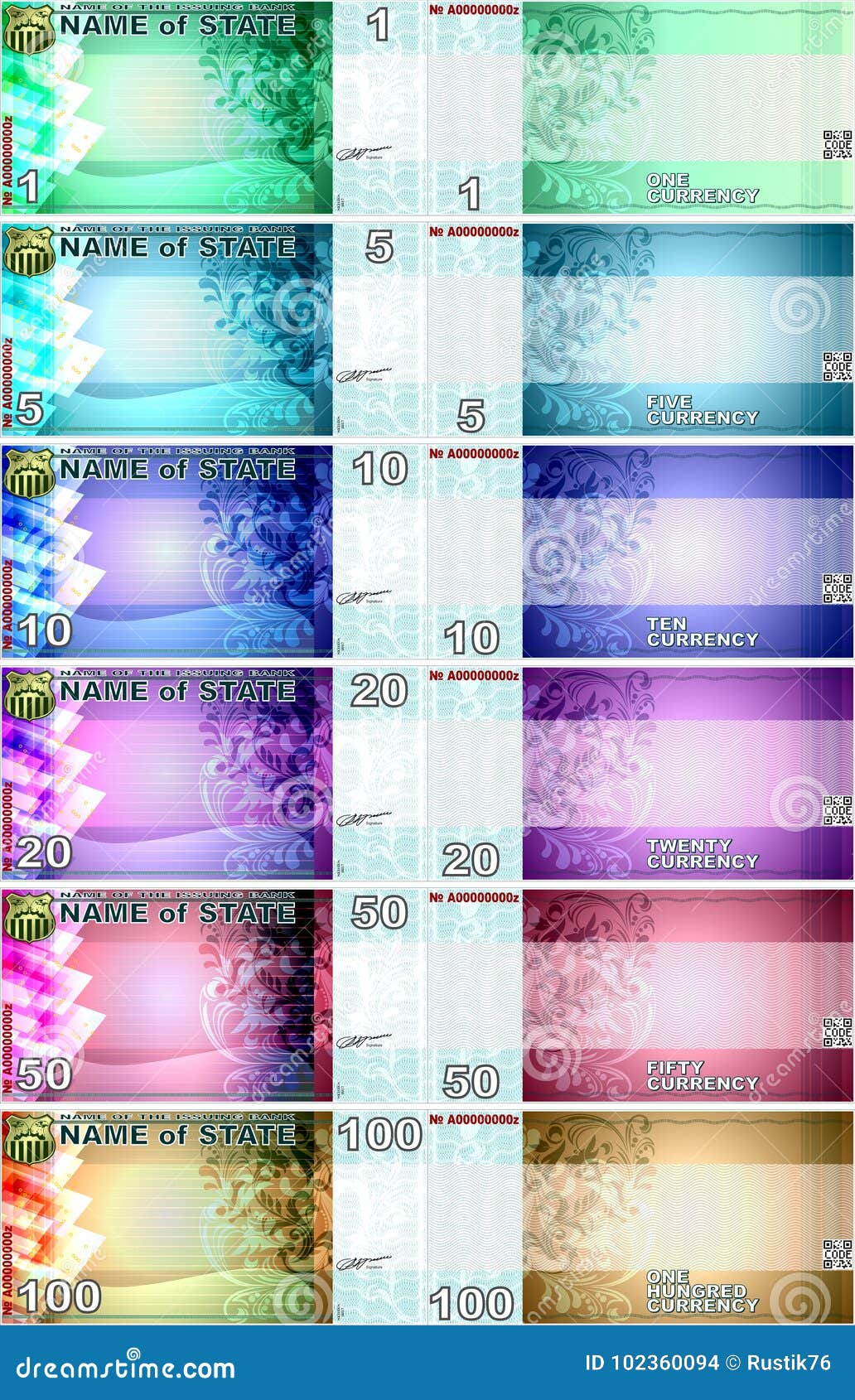 A Set Of Layouts For Banknotes Vector Illustration | CartoonDealer.com ...