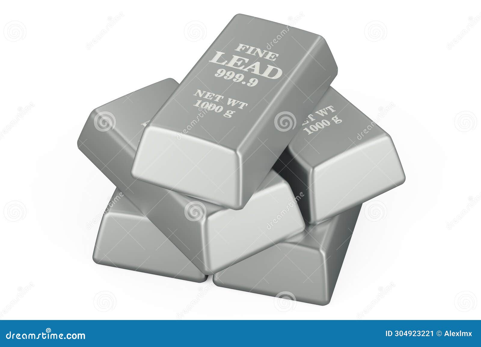 Set of Lead Ingots, 3D Rendering Stock Illustration - Illustration of ...