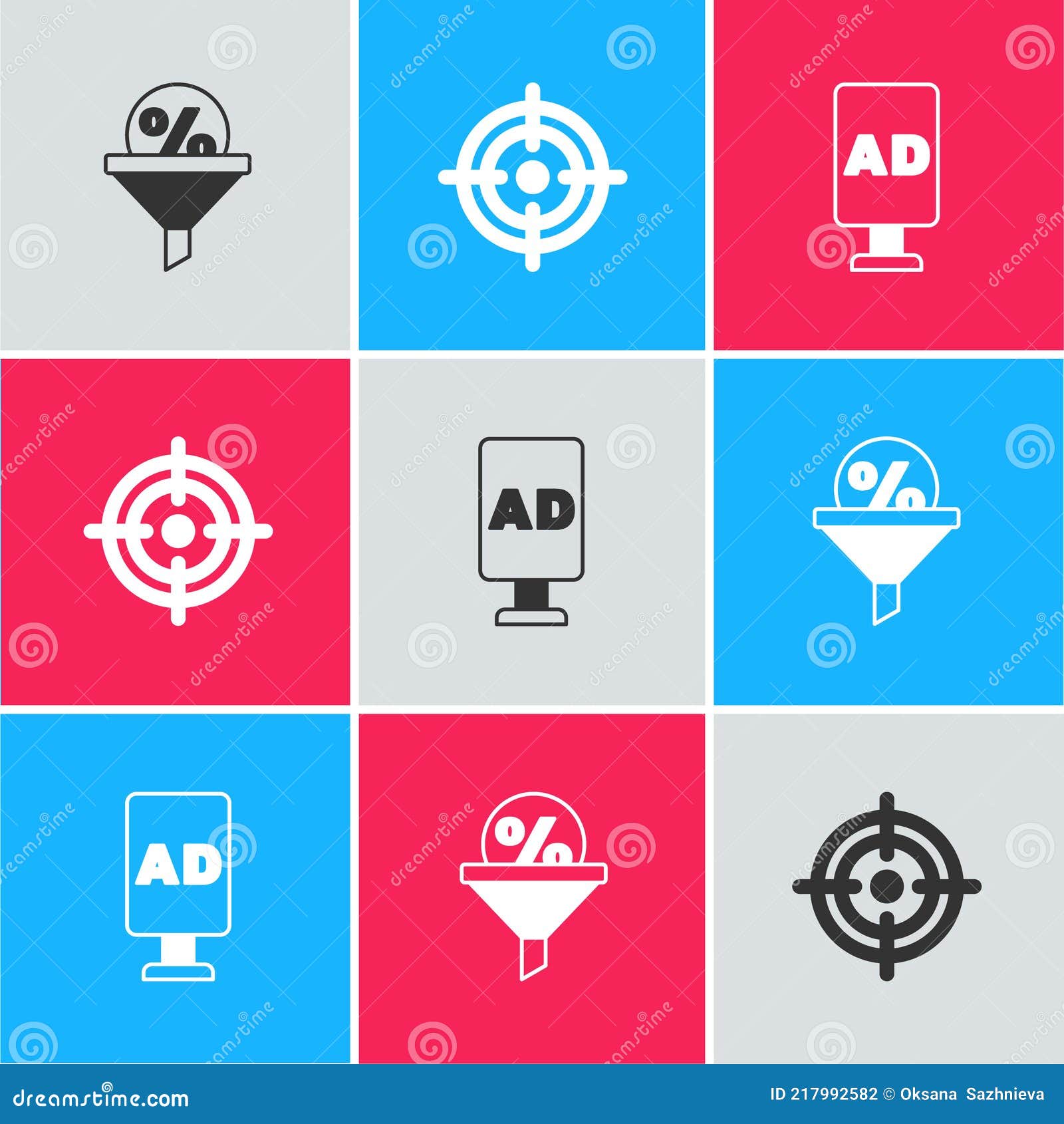 Set Lead Management, Target and Advertising Icon. Vector Stock Vector ...