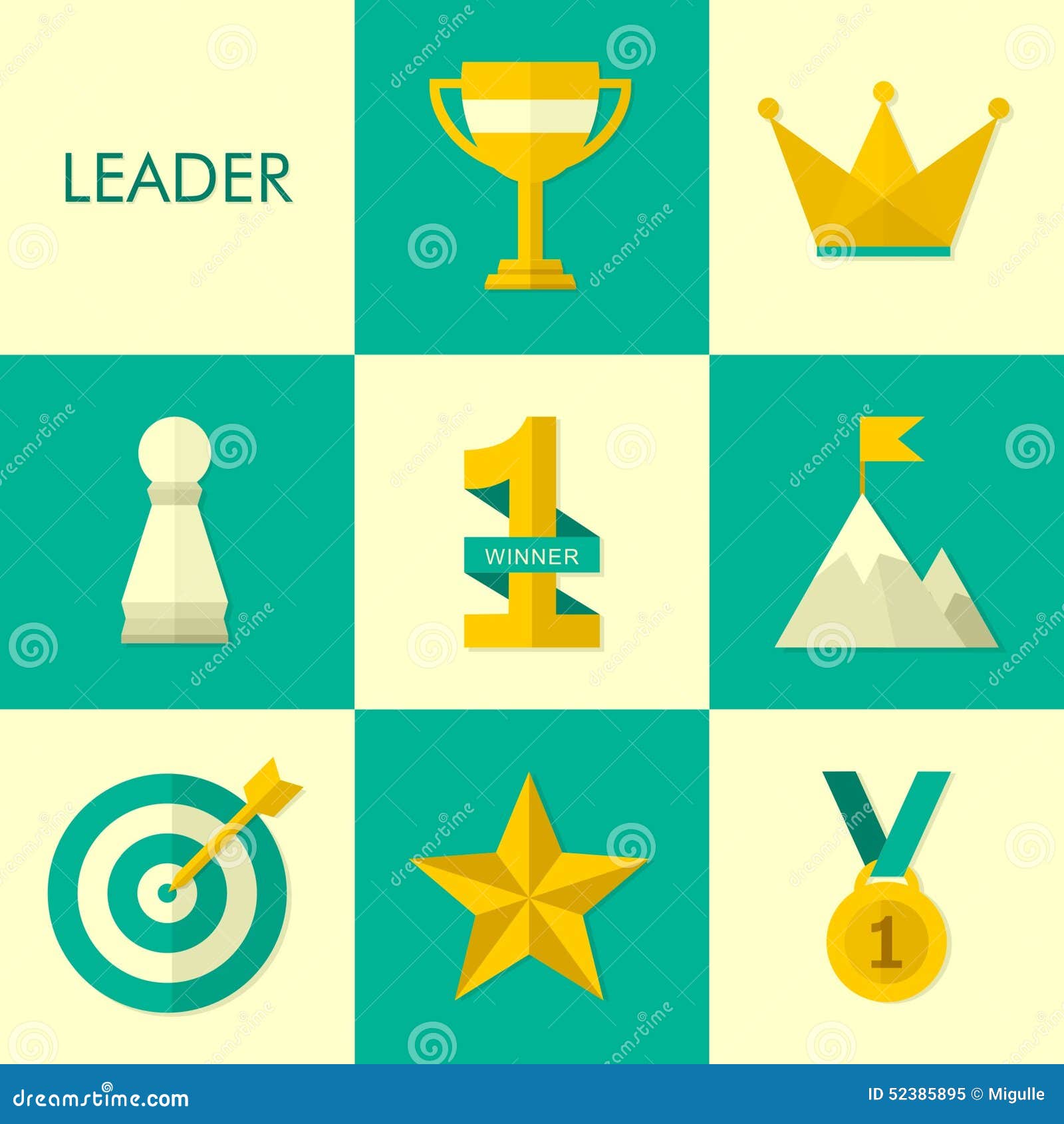 Set of Leadership Symbol Icons Stock Vector - Illustration of leader ...