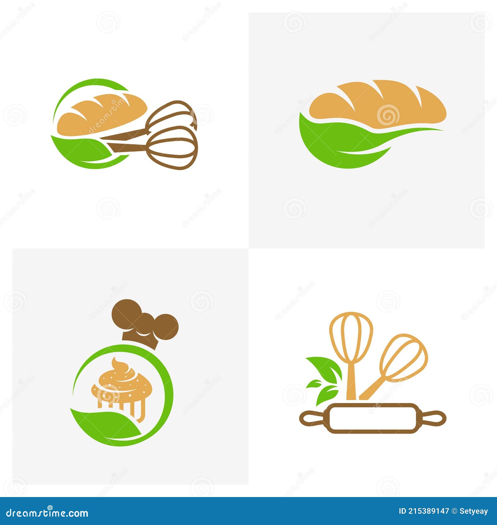 Set Of Leaf Bakery Logo Design Vector Illustration, Creative Bakery ...