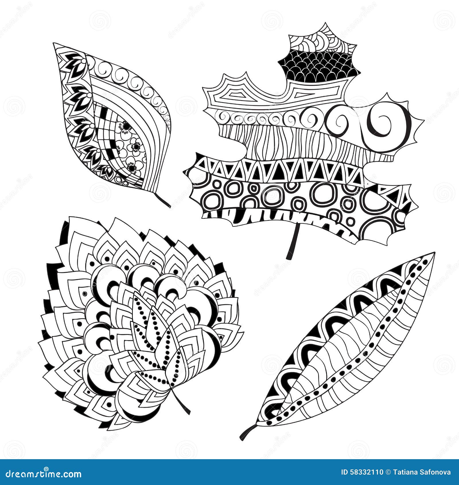 Set of Leaf. Doodle Pattern. Automn Design Stock Vector - Illustration ...