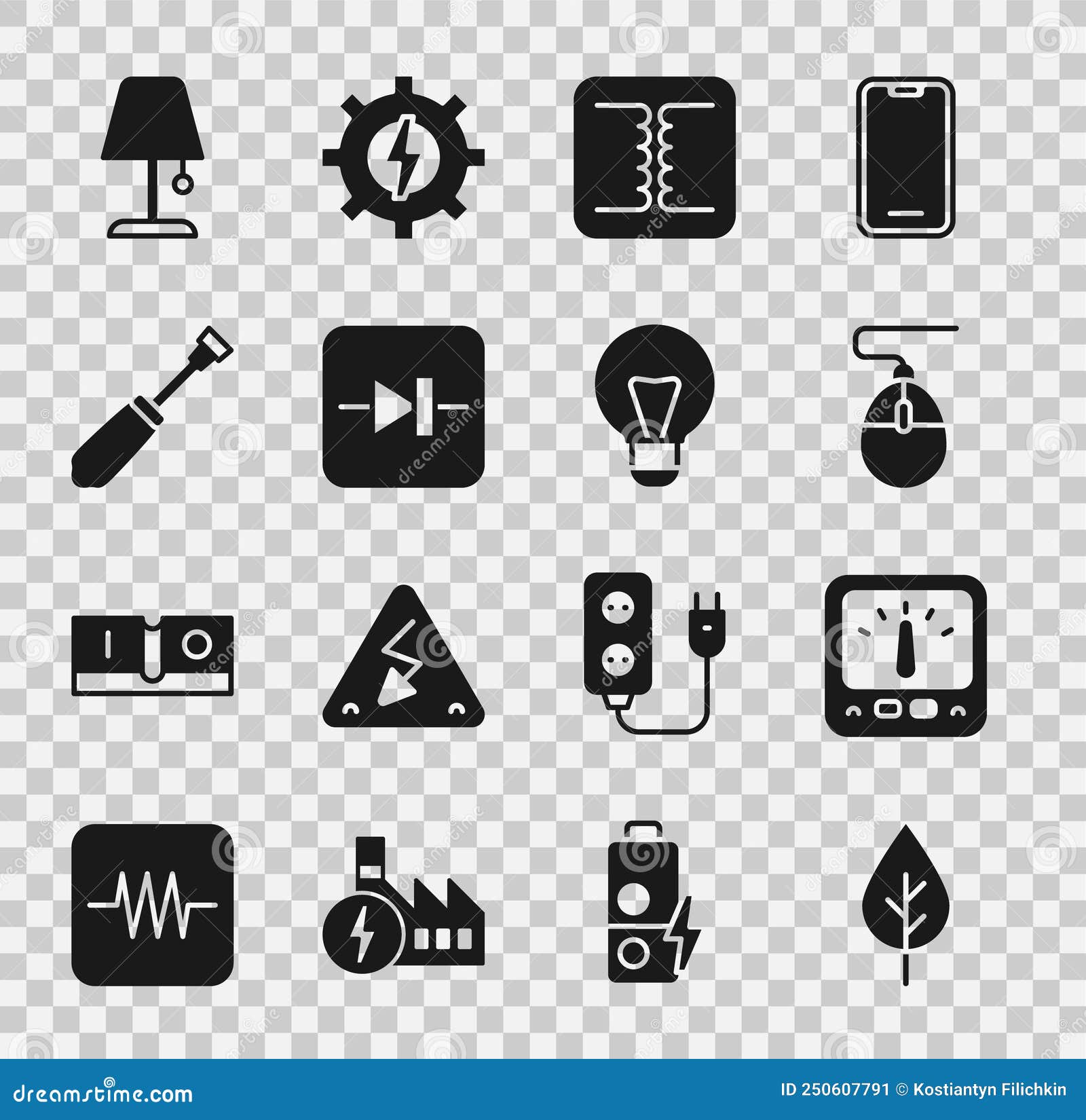 Set Leaf Eco Symbol, Ampere Meter, Multimeter, Computer Mouse ...
