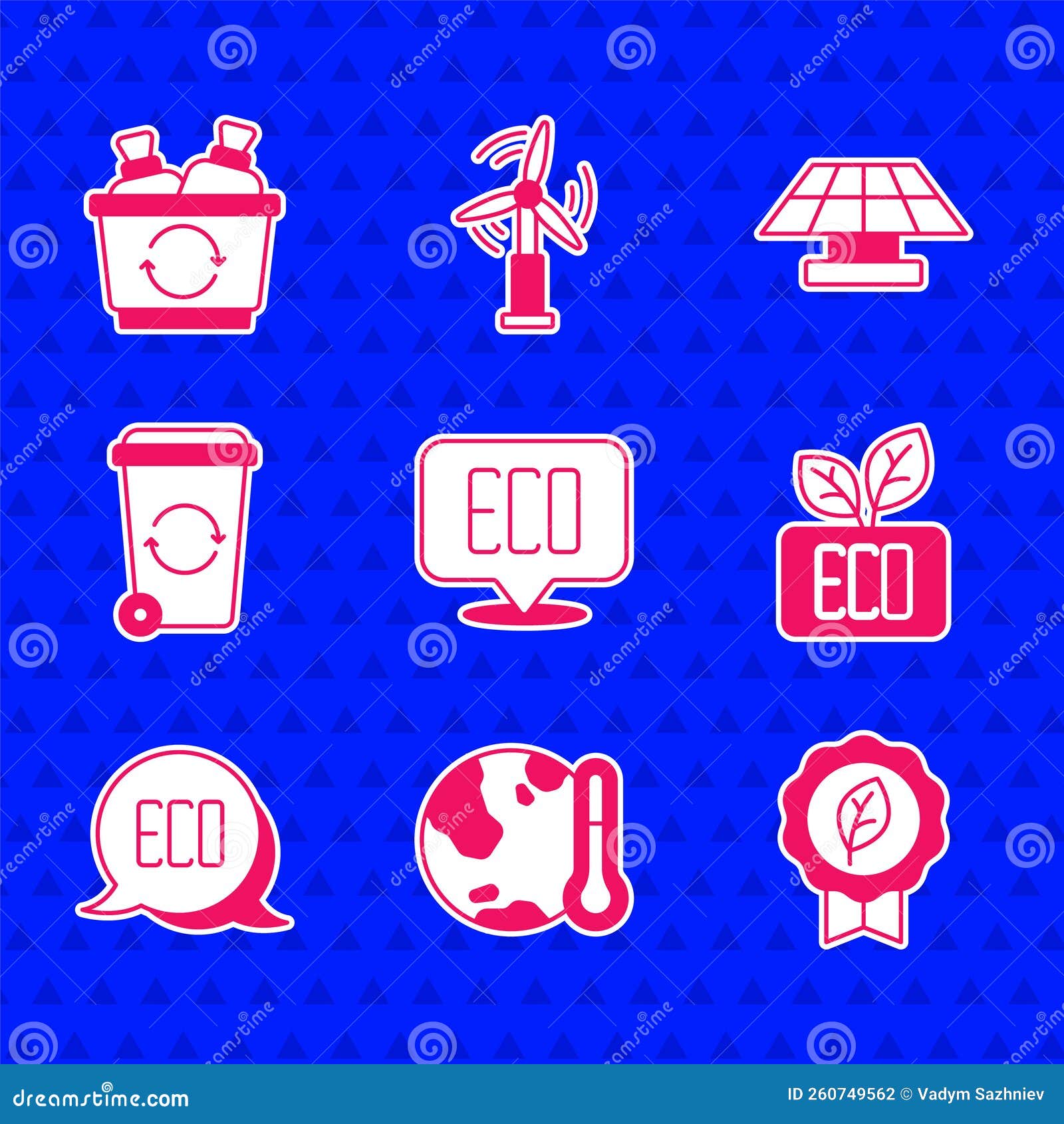 Set Leaf Eco Symbol, Earth Melting To Global Warming, Recycle Bin ...