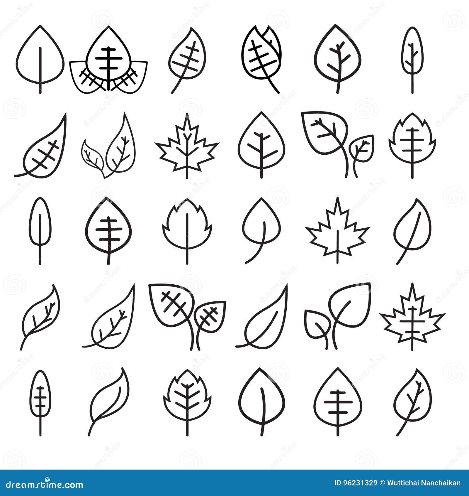 Set of leaf line icon stock vector. Illustration of leaves - 96231329