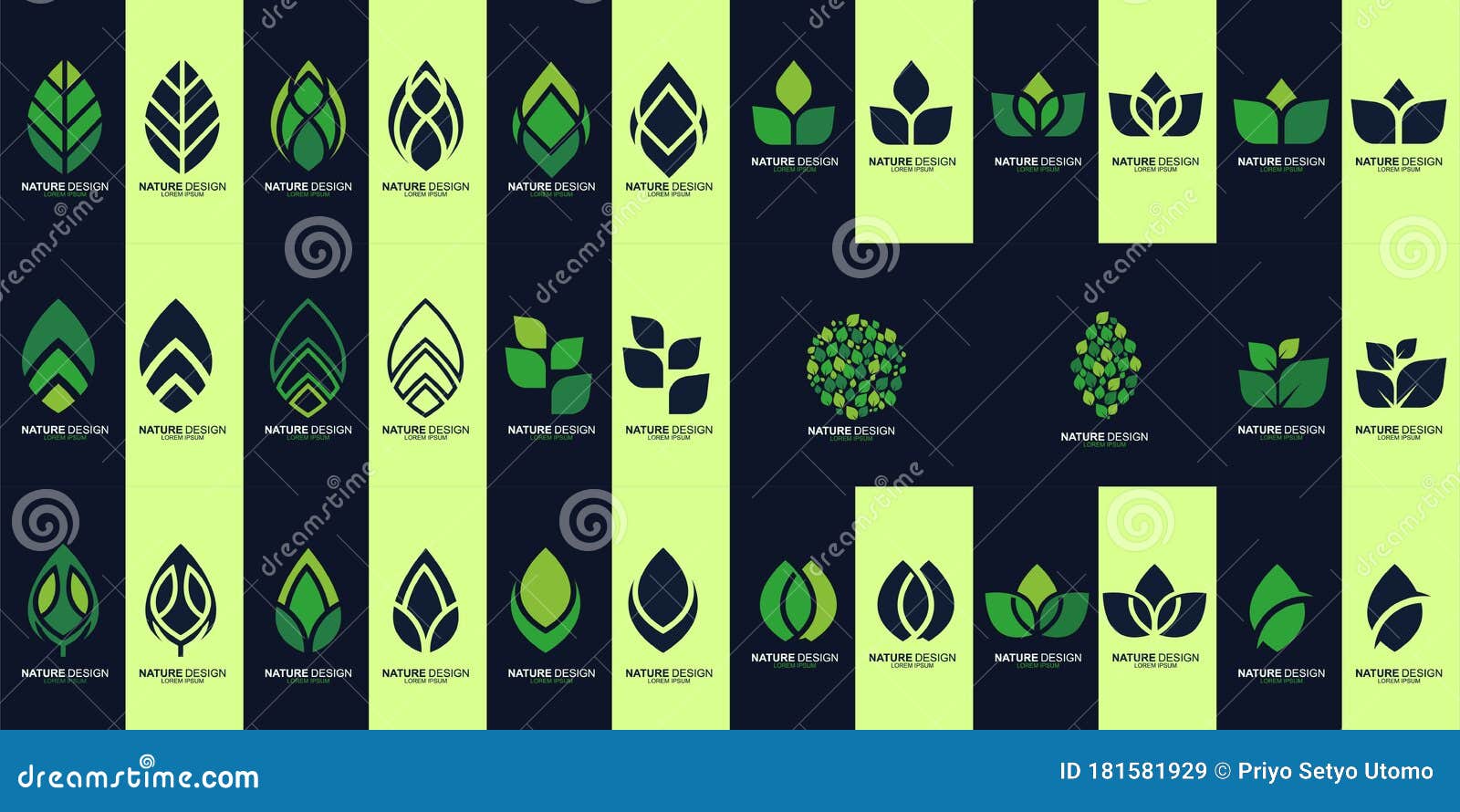 Set of Leaf logo design stock vector. Illustration of golden - 181581929