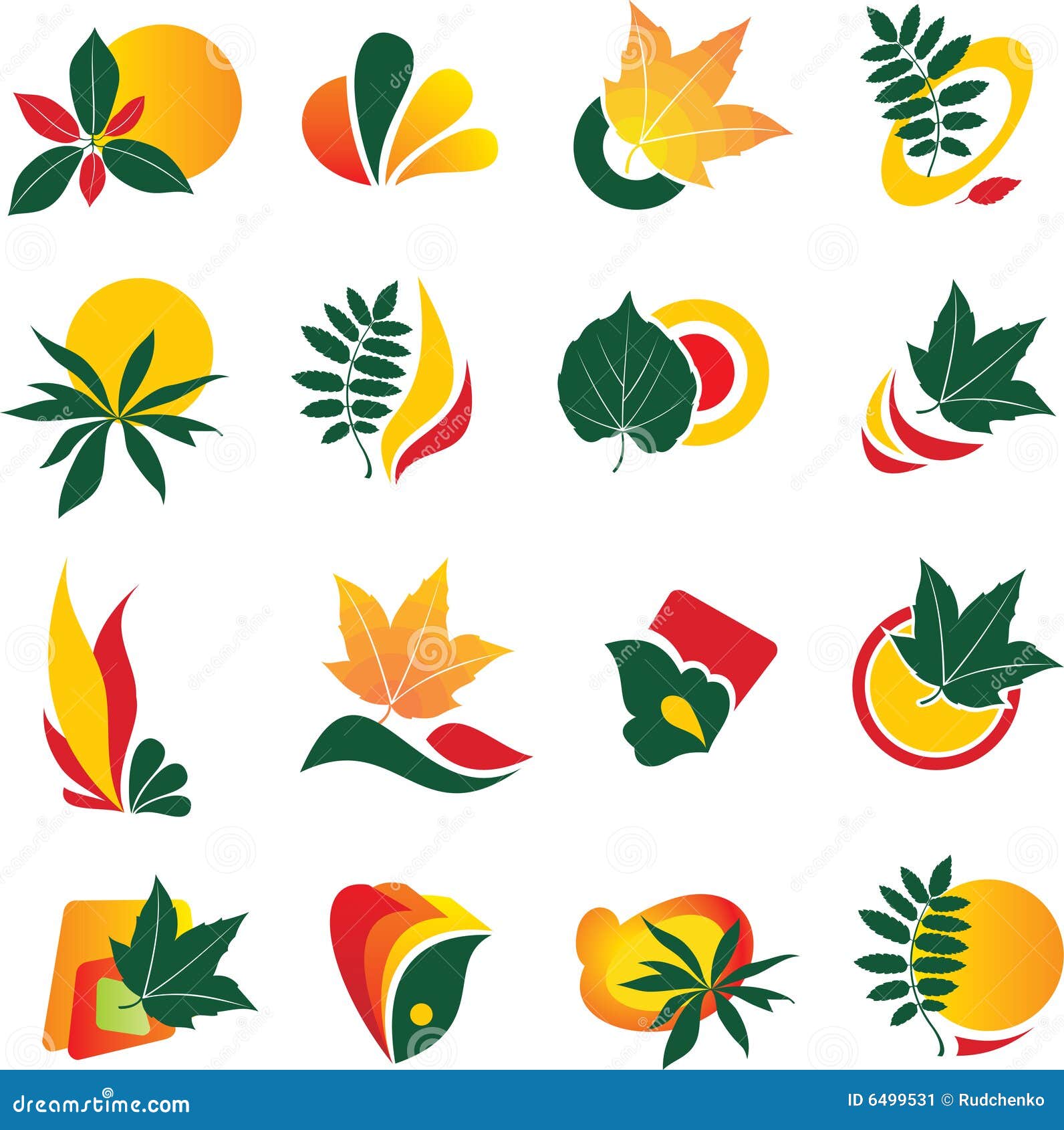 Set of leaf logo elements stock vector. Illustration of design - 6499531