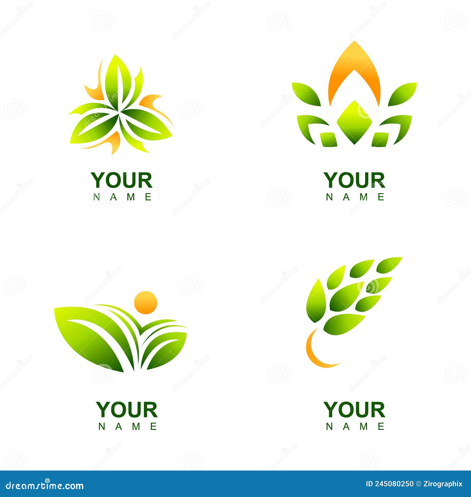 Set of Leaf Symbols Logo Design Stock Illustration - Illustration of ...
