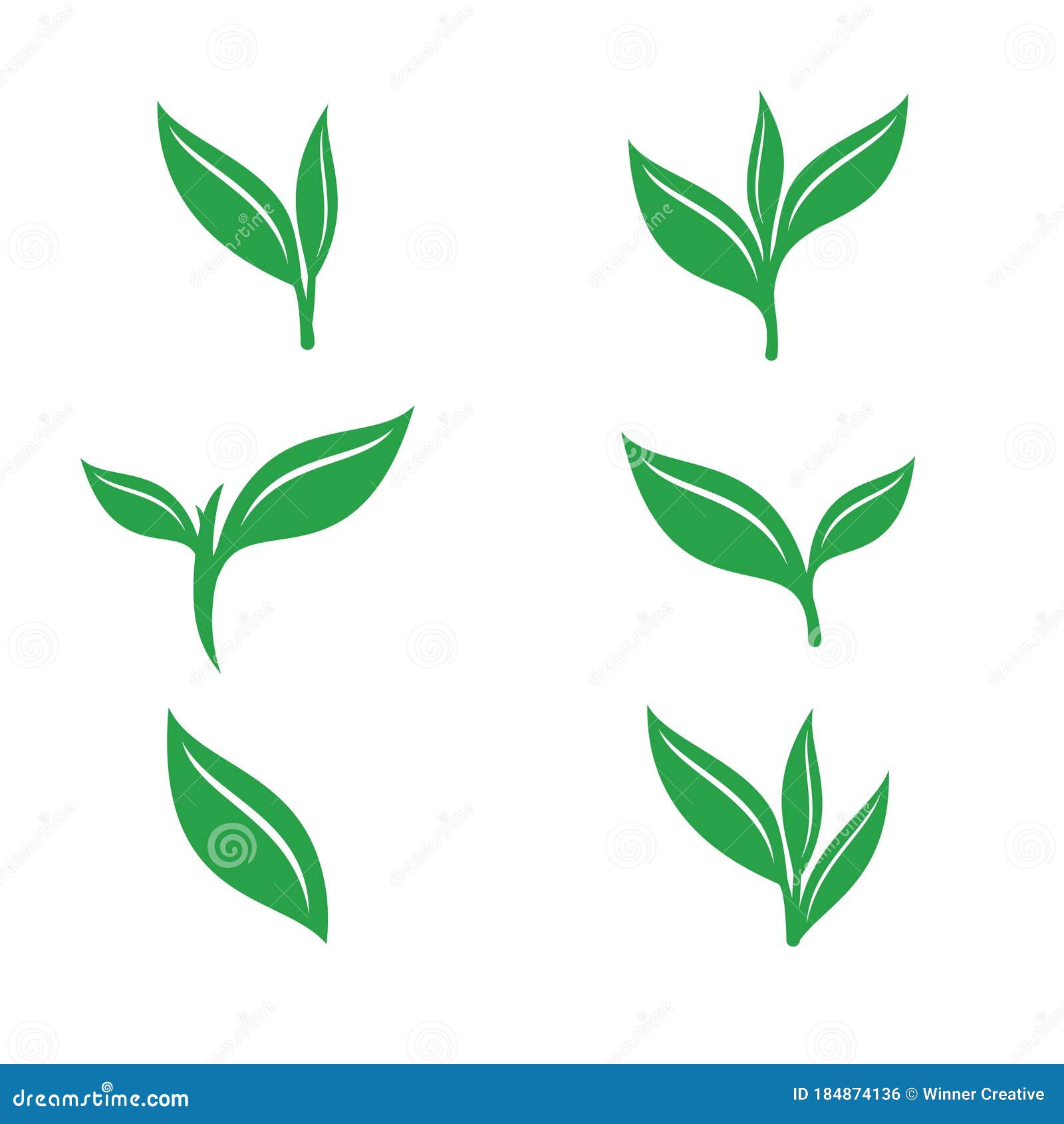 Set of Leaf Tea Vector Icons Stock Vector - Illustration of label ...