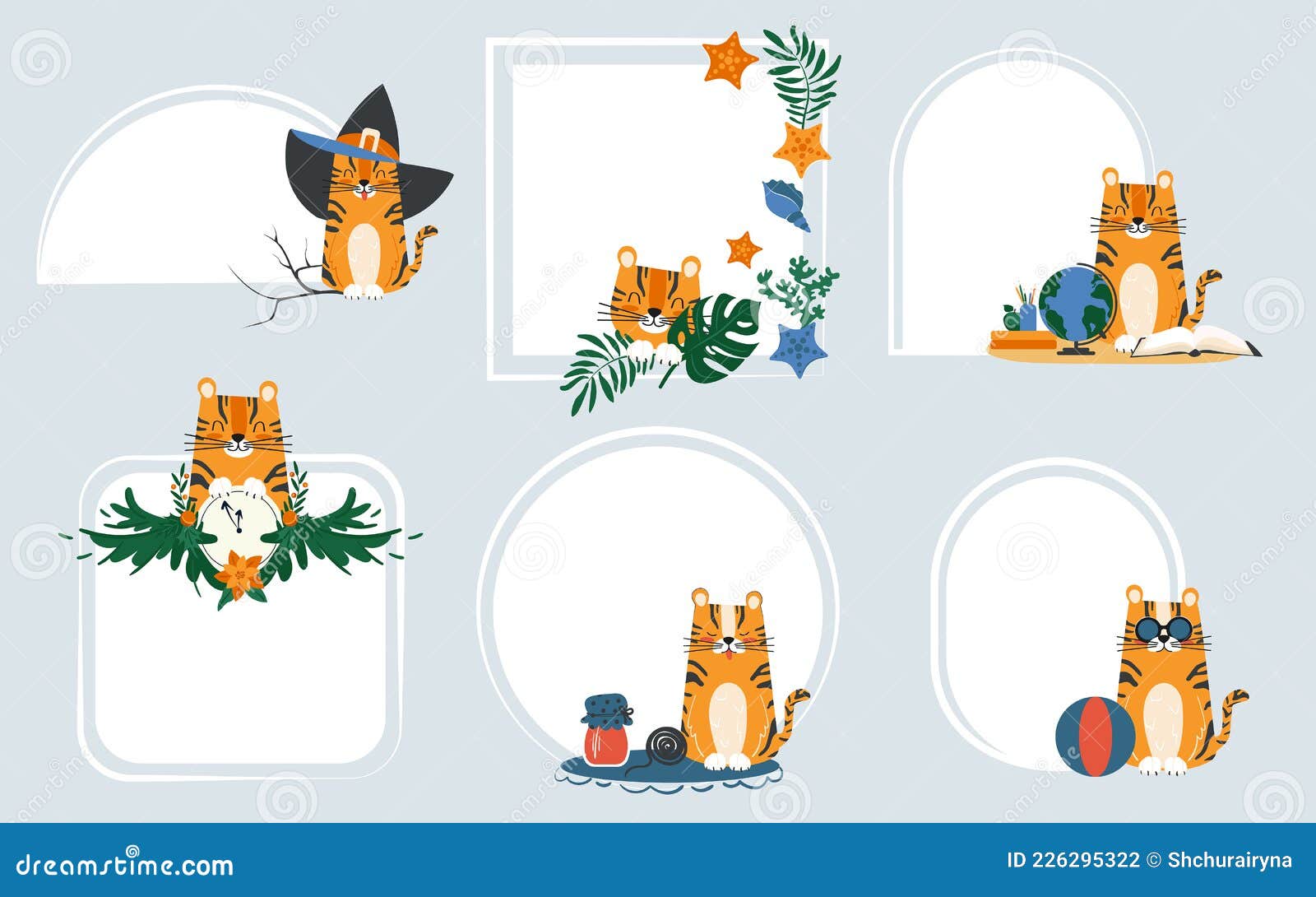 A Set of Leaflets for Notes with Cartoon Tigers Stock Vector ...