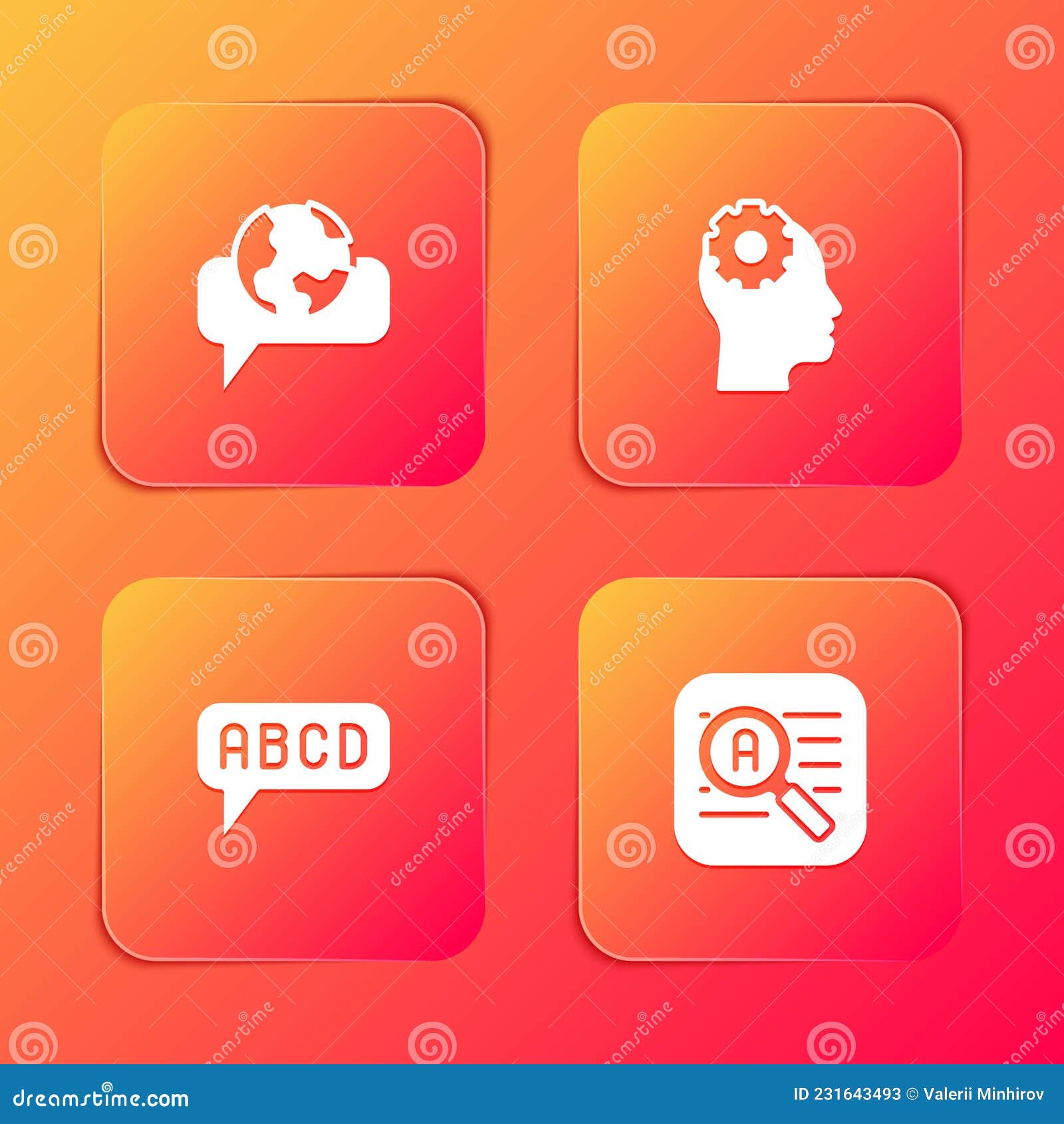 Set Learning Foreign Languages, Head with Gear Inside, Alphabet and ...