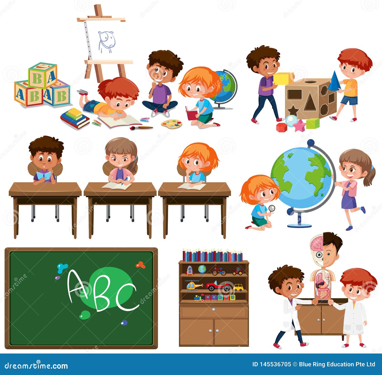 Set of learning kids stock vector. Illustration of design - 145536705