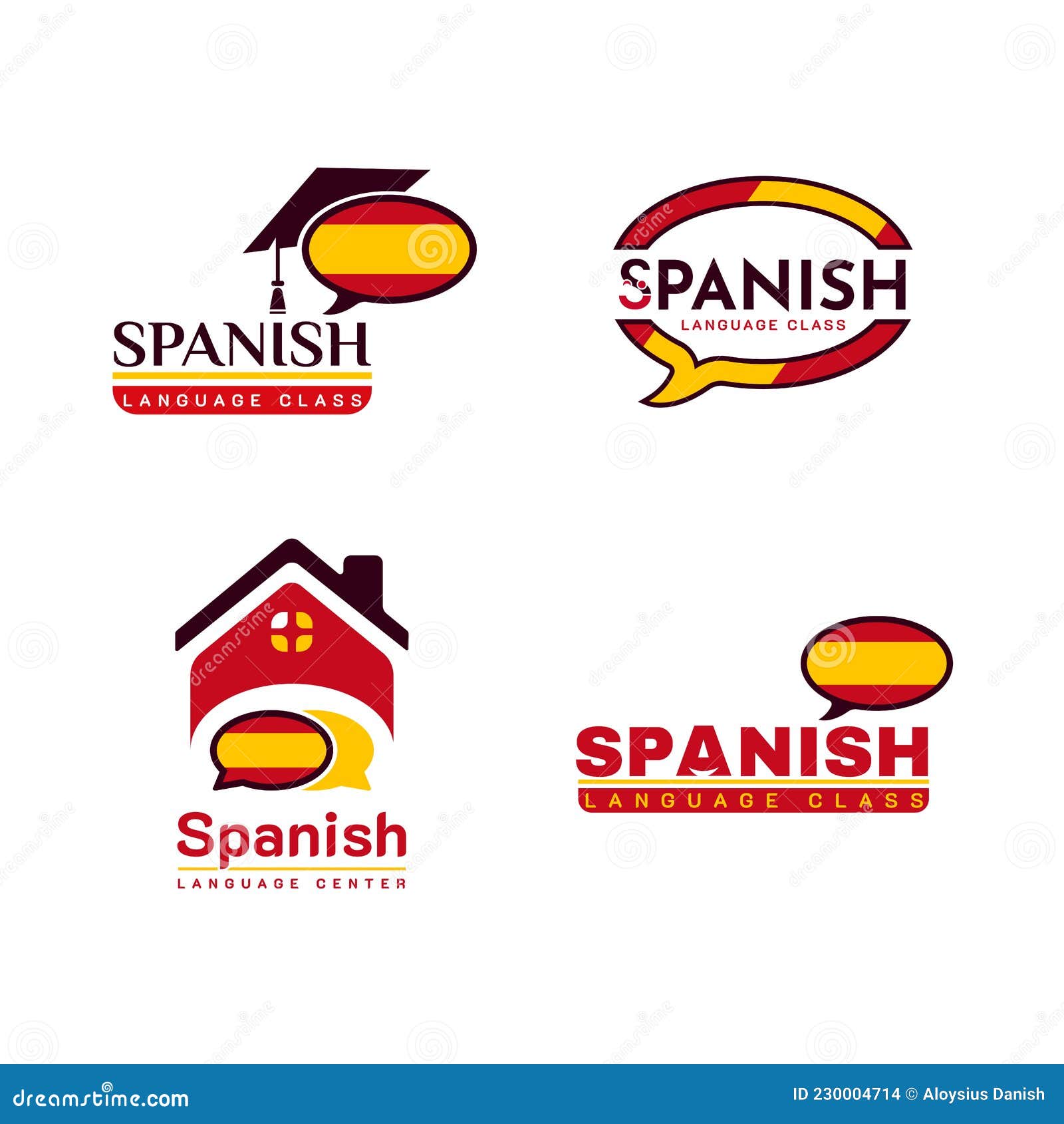 Set of Learning Spanish Language Class Logo. Language Exchange Program ...