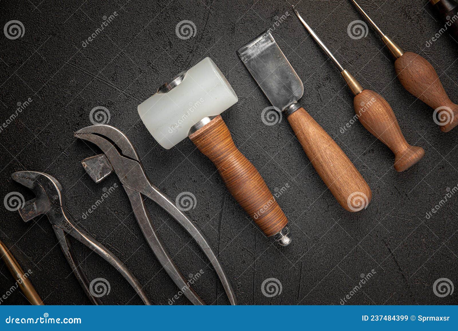 Set of Leather Craft Cobbler Tools Stock Image - Image of cobbler ...