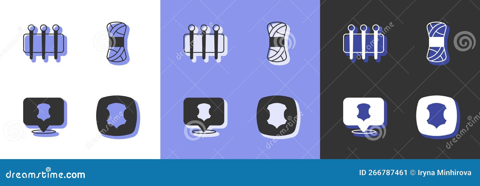 Set Leather, Needle for Sewing, and Yarn Icon. Vector Stock Vector ...