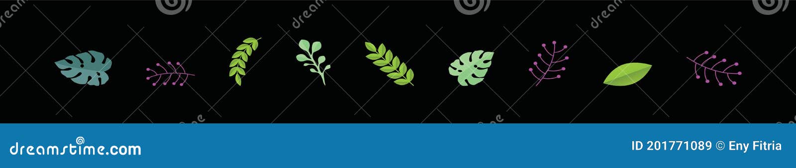 Set of Leaves. Cartoon Icon Design Template with Various Models. Vector ...