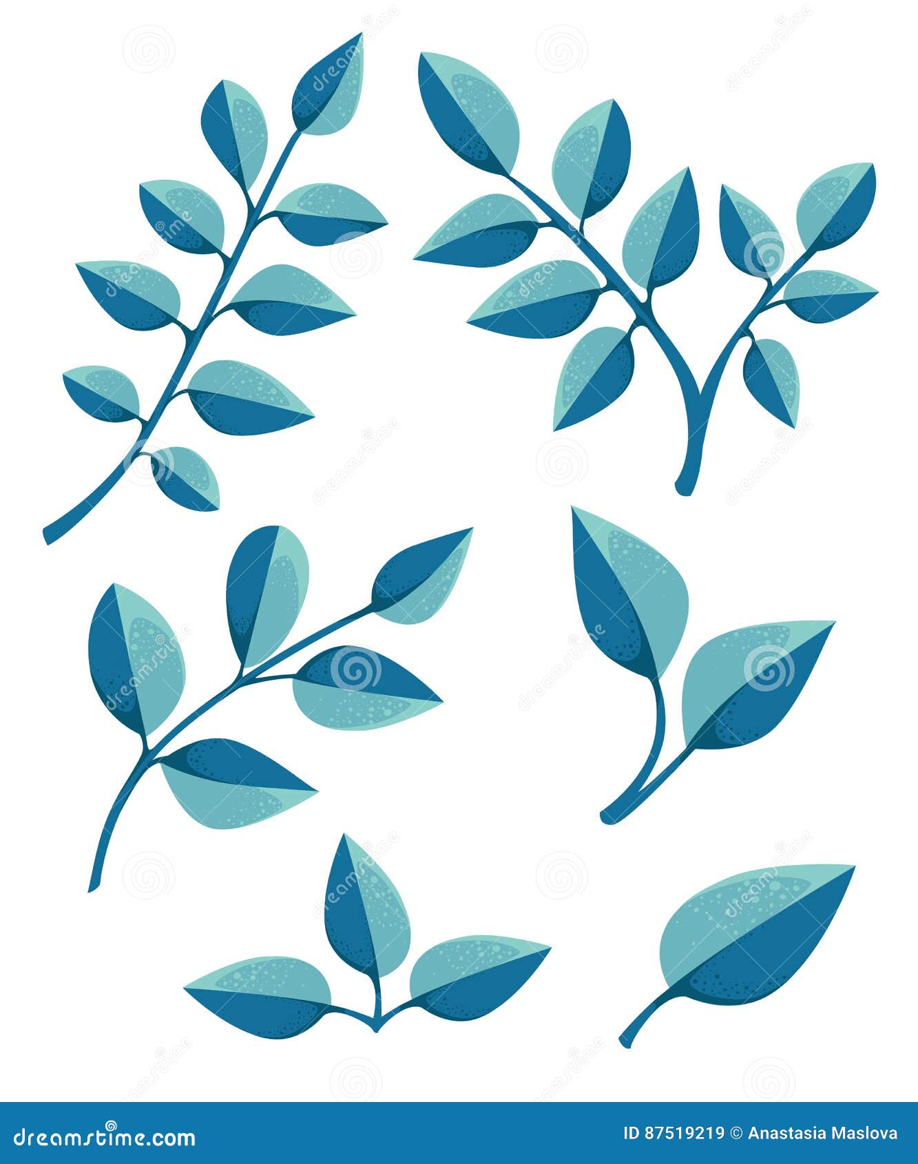 Set of Leaves Design Elements. Vector Illustration Stock Illustration ...