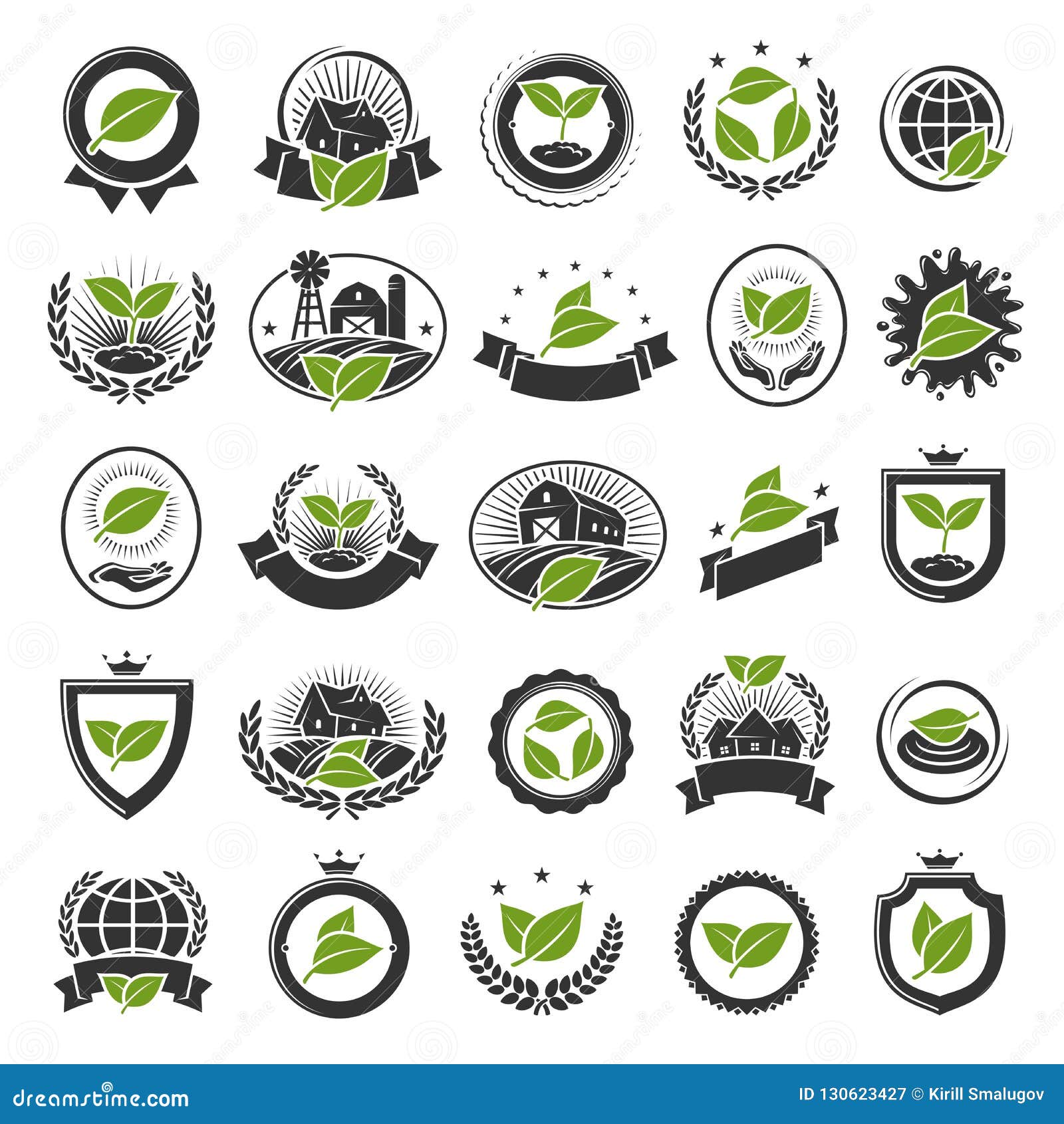 Set of Leaves Labels and Elements Set. Vector Stock Vector ...